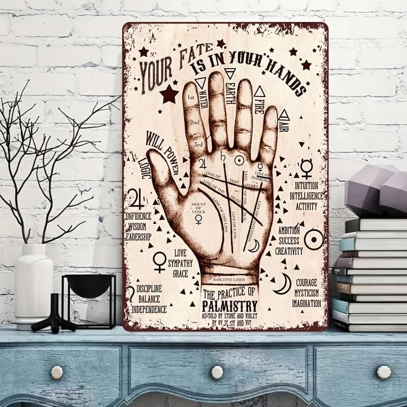 Vintage Palmistry Mystic Psychic Fortune Occult Palm Reading Aluminium ...