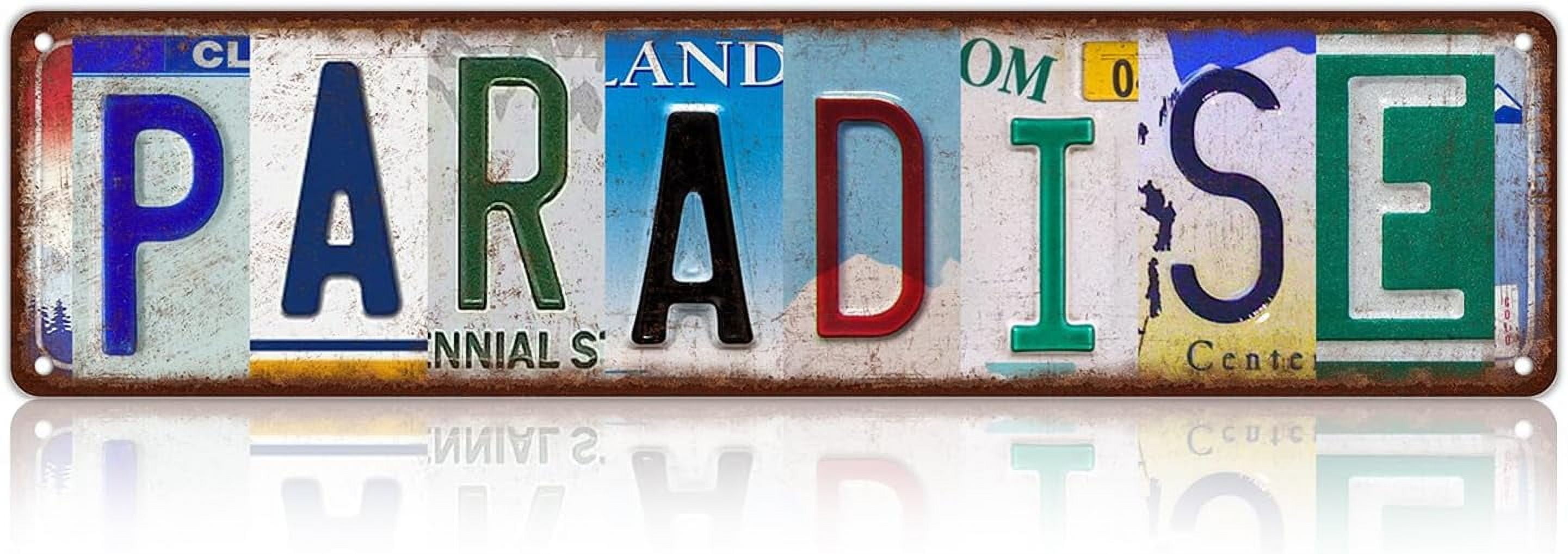 Vintage Paradise Wall Decor Street Signs Home Bar Coffee Metal Tin ...