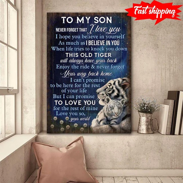 Vintage Parent Tiger Cuddling Baby Tiger To My Son Never Forget That I ...