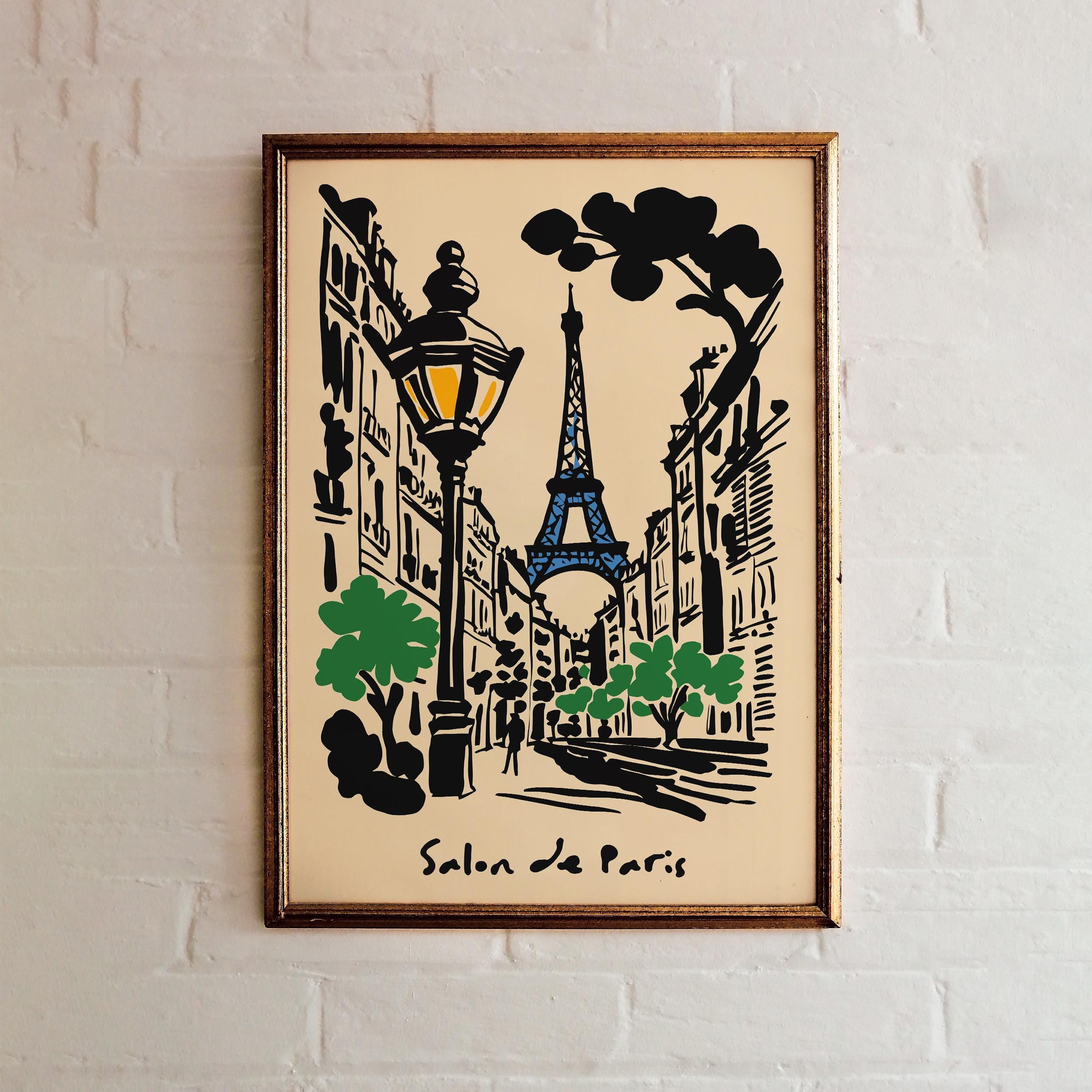 Vintage Paris Street Scene Poster: Eiffel Tower Art Print UNFRAMED ...