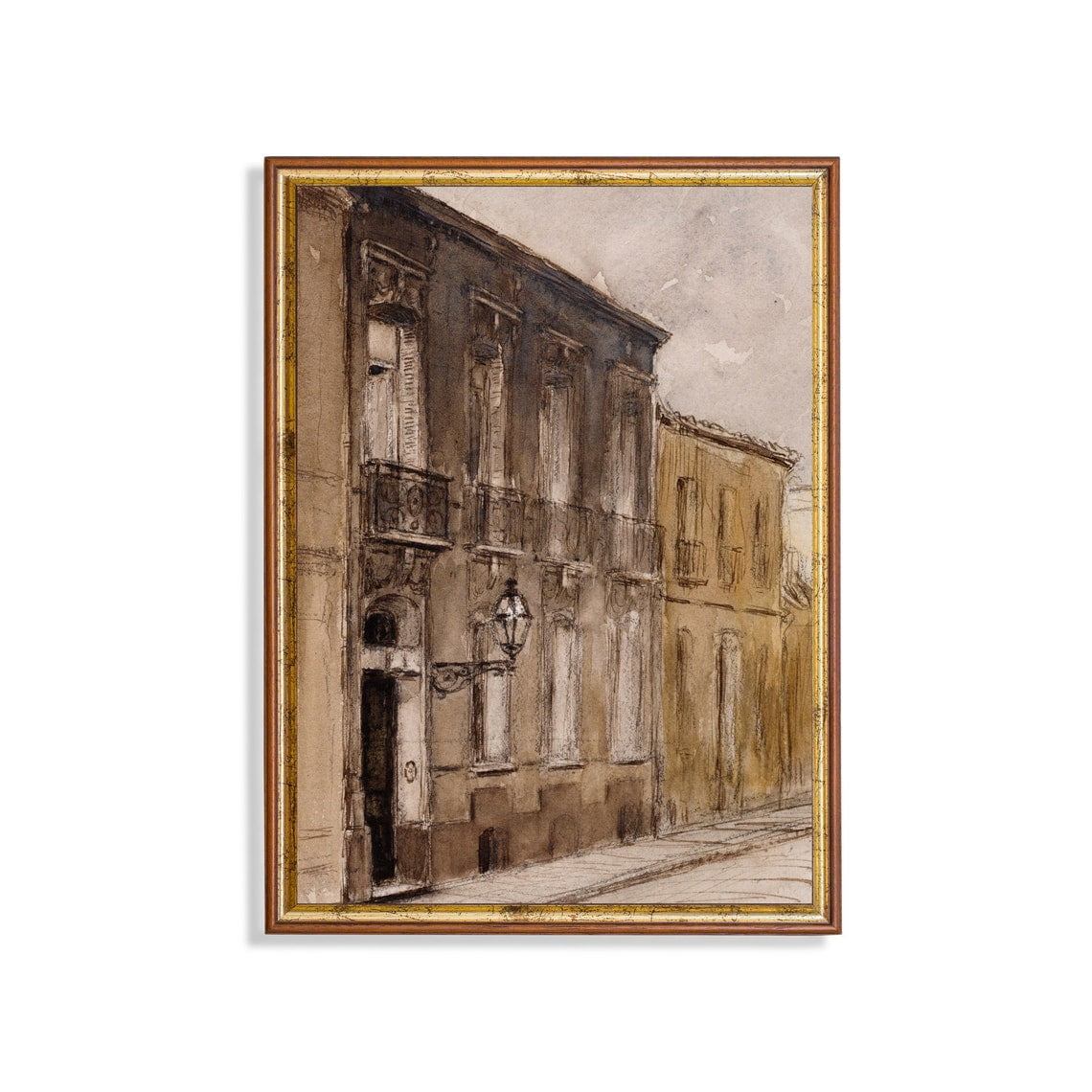 Vintage Parisian Street Scene Print Poster, Antique Architecture, Size ...