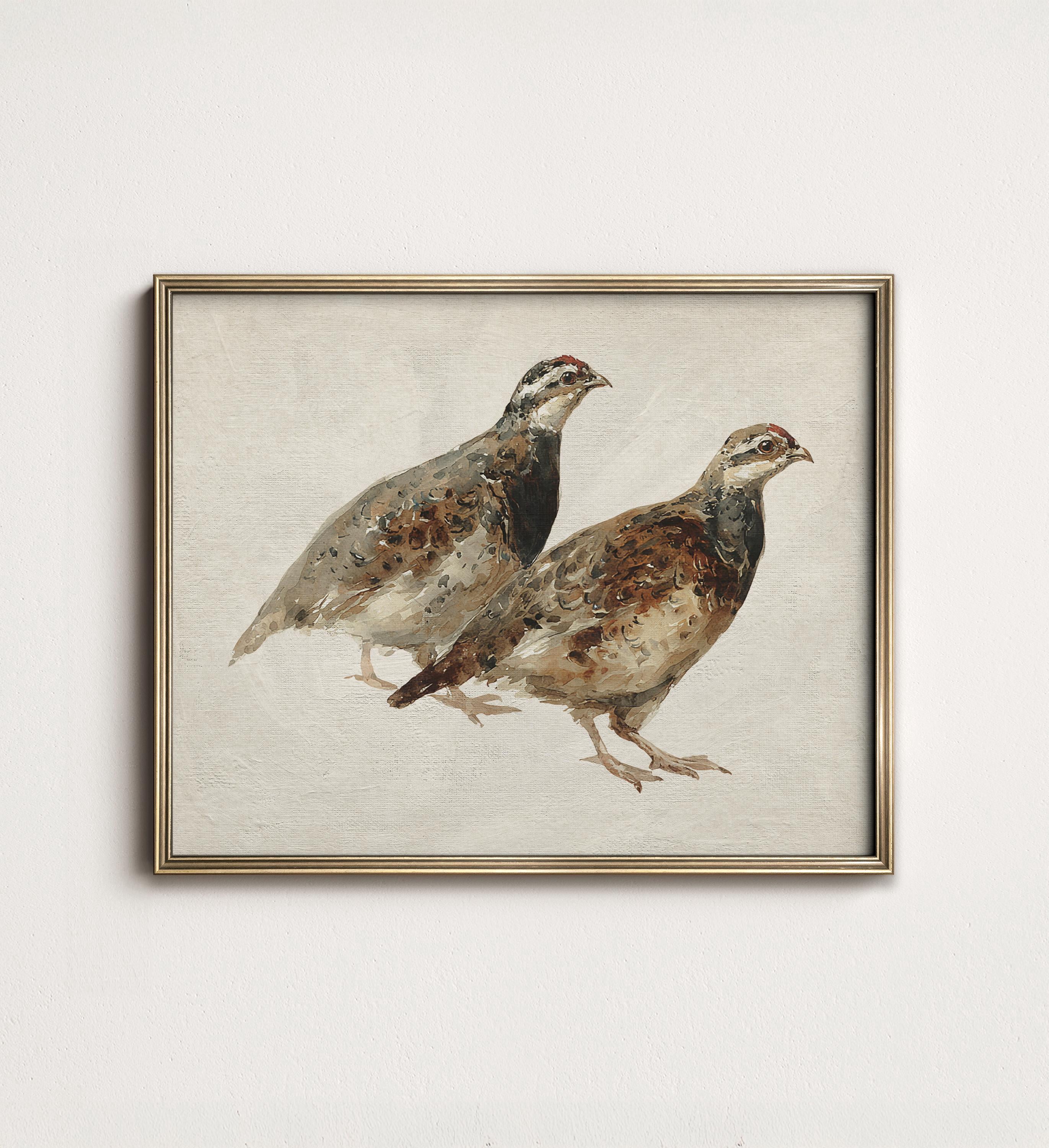 Vintage Partridge Wall Art, Rustic Wildlife Bird , Winter Country Lodge ...