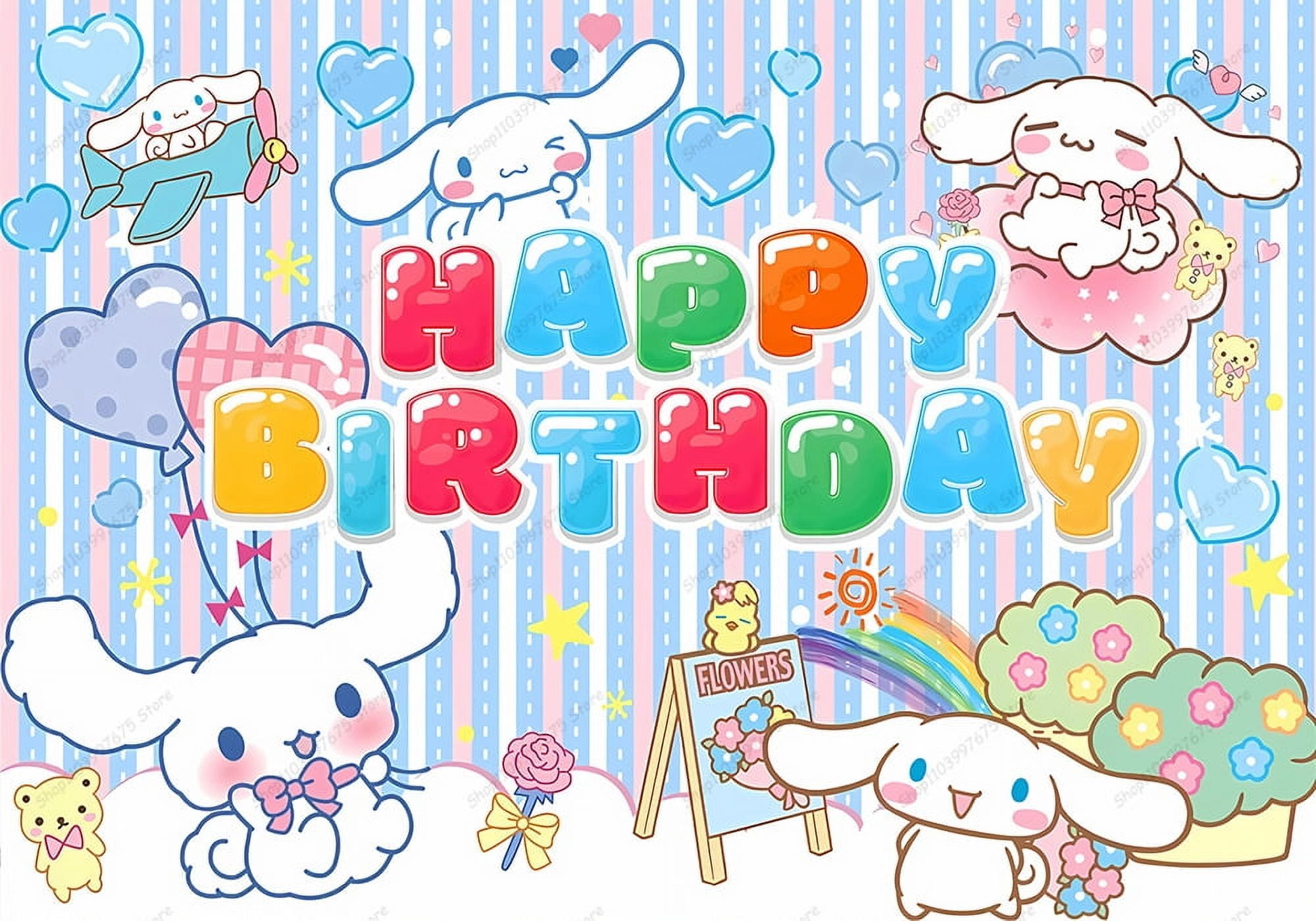 Cartoon Cinnamoroll Backdrop Sanrio Jade Dog Girls Birthday Party Decor ...