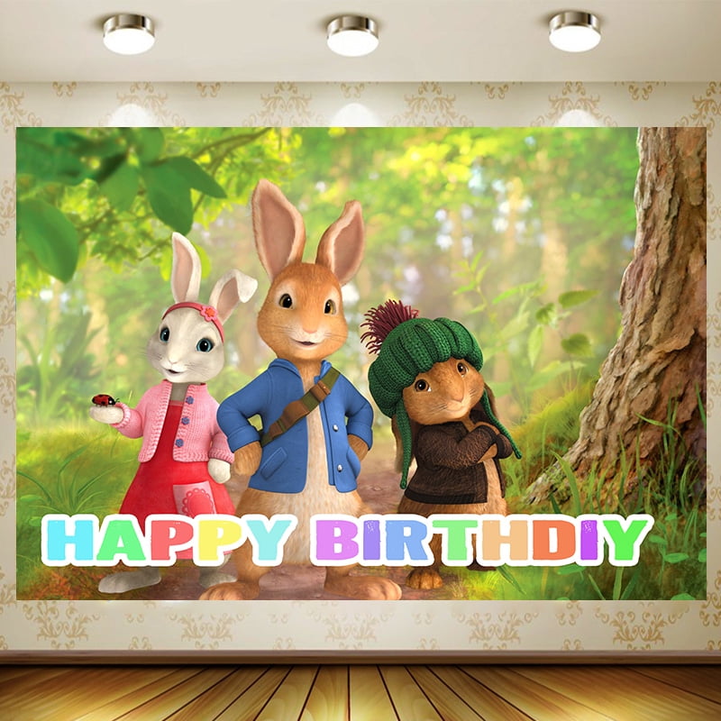 Peter Rabbit Birthday Supplies Girl Party Banner Kid Cartoon Decoration ...