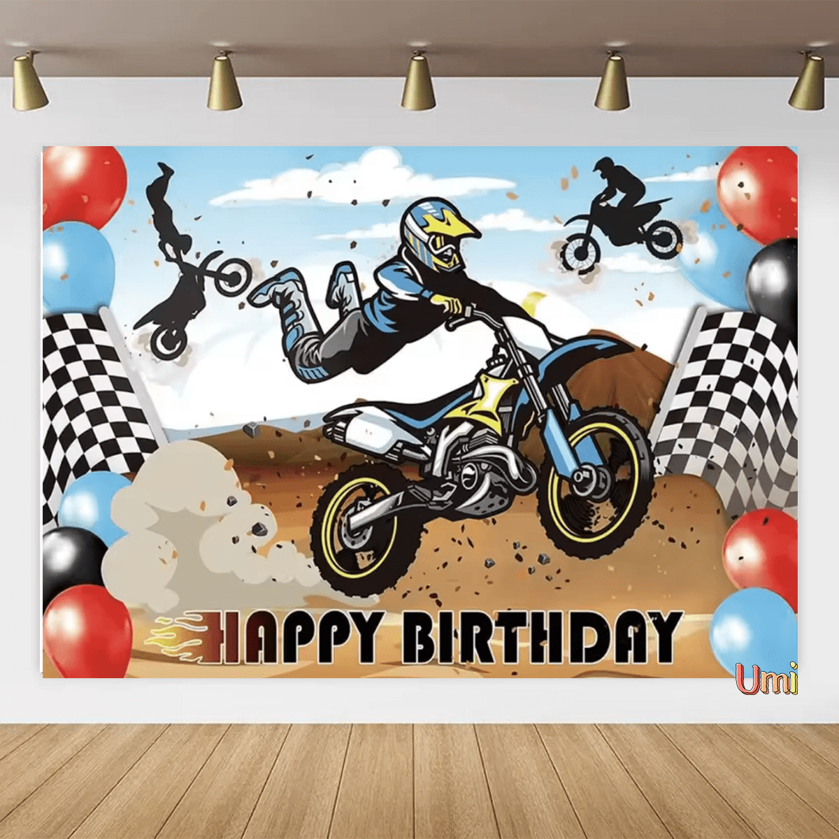 Motorcycle Birthday Party Theme Background Red and Black Off road ...