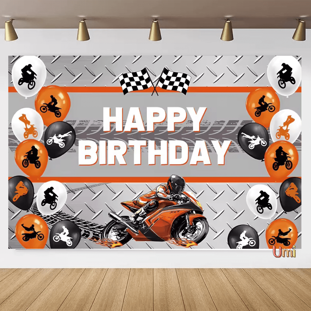 Motorcycle Birthday Party Theme Background Red and Black Off road ...