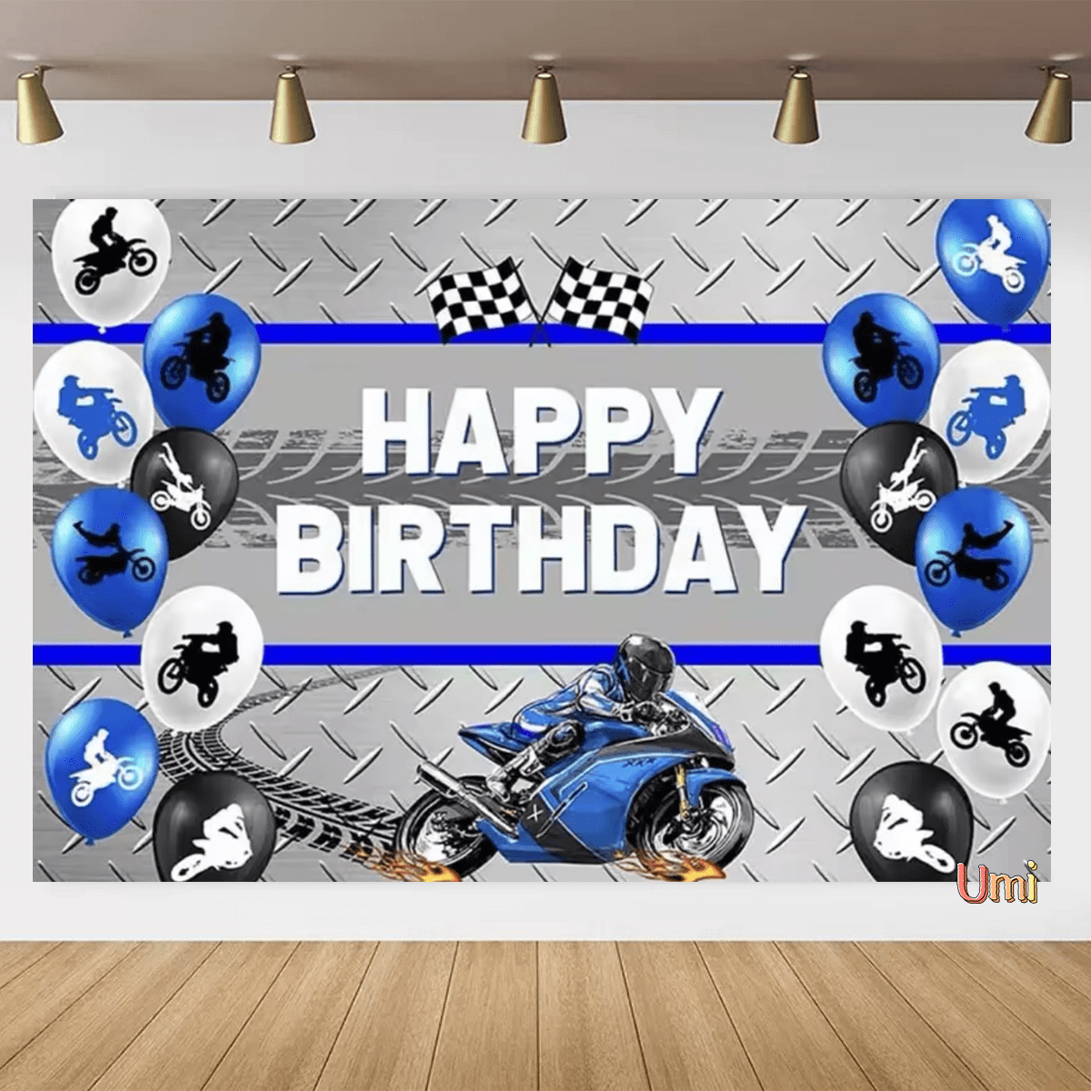 Motorcycle Birthday Party Theme Background Red and Black Off road ...