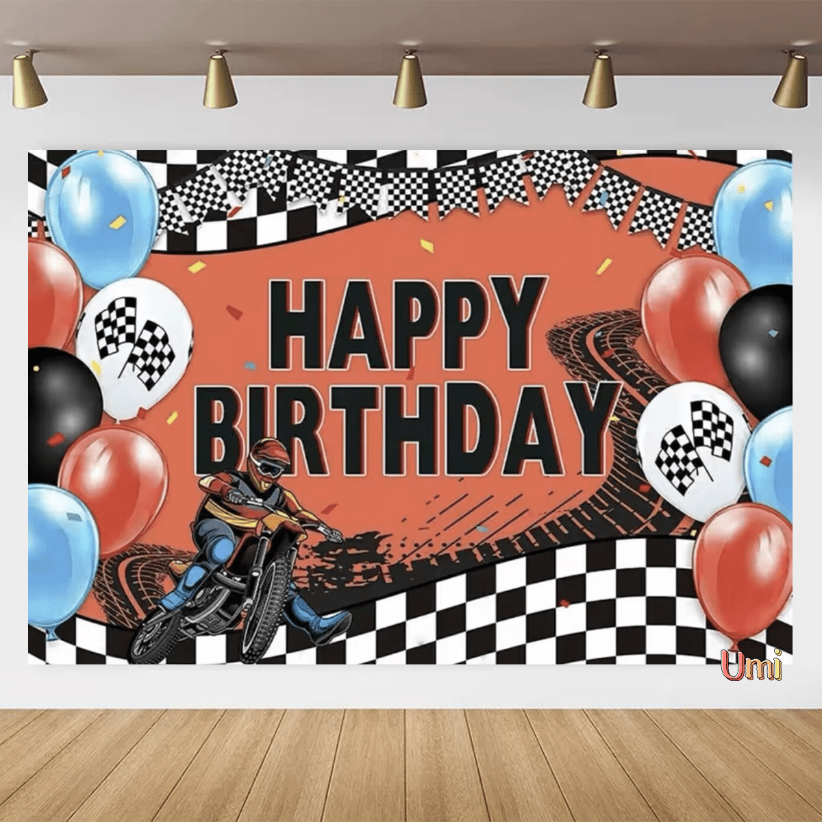 Motorcycle Birthday Party Theme Background Red and Black Off road ...