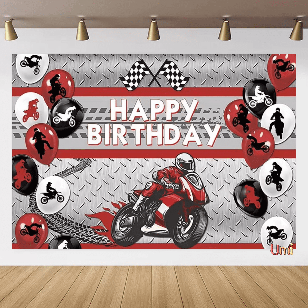 Motorcycle Birthday Party Theme Background Red and Black Off road ...