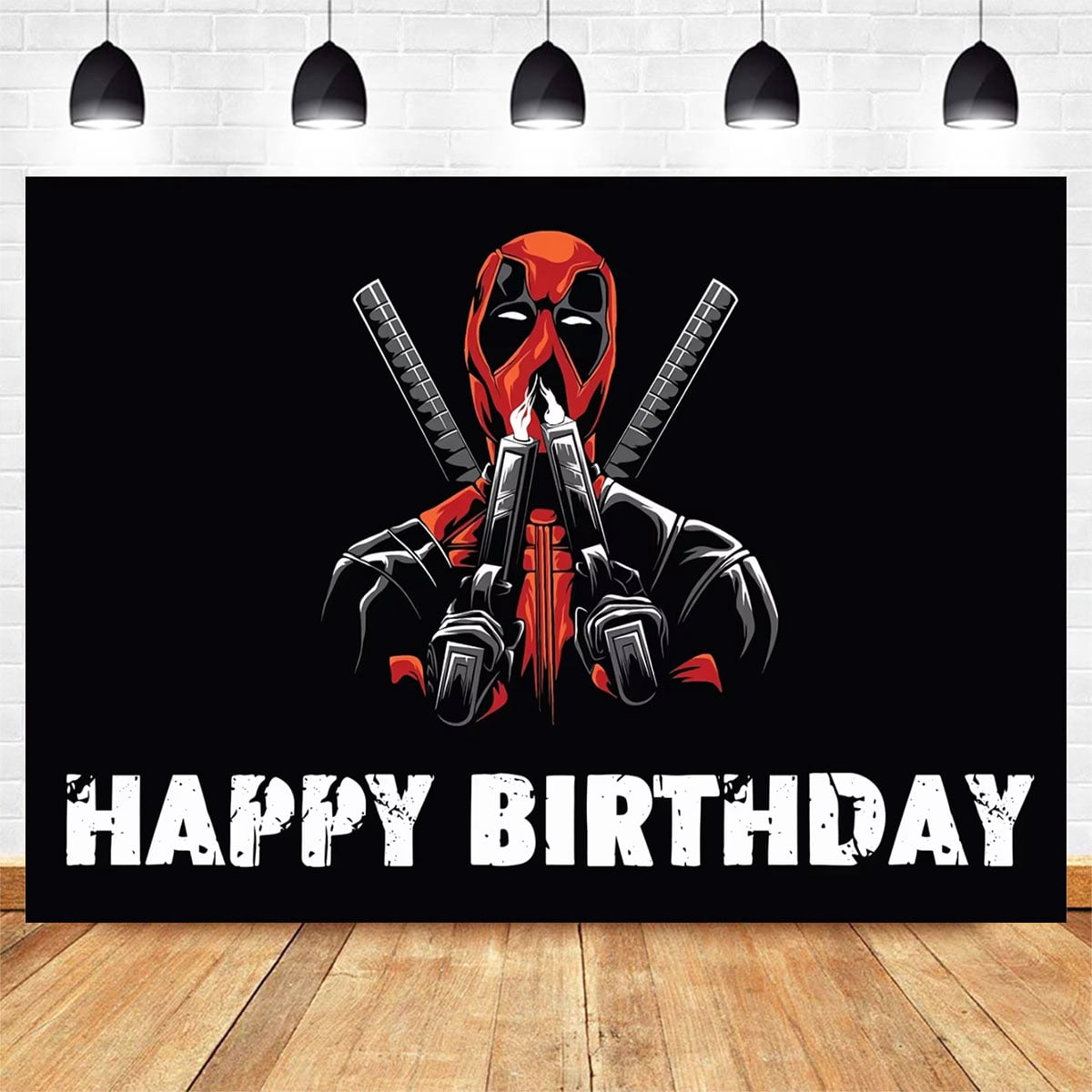 Undead Deadpool Theme Happy Birthday Party Vinyl Background Banner Baby ...