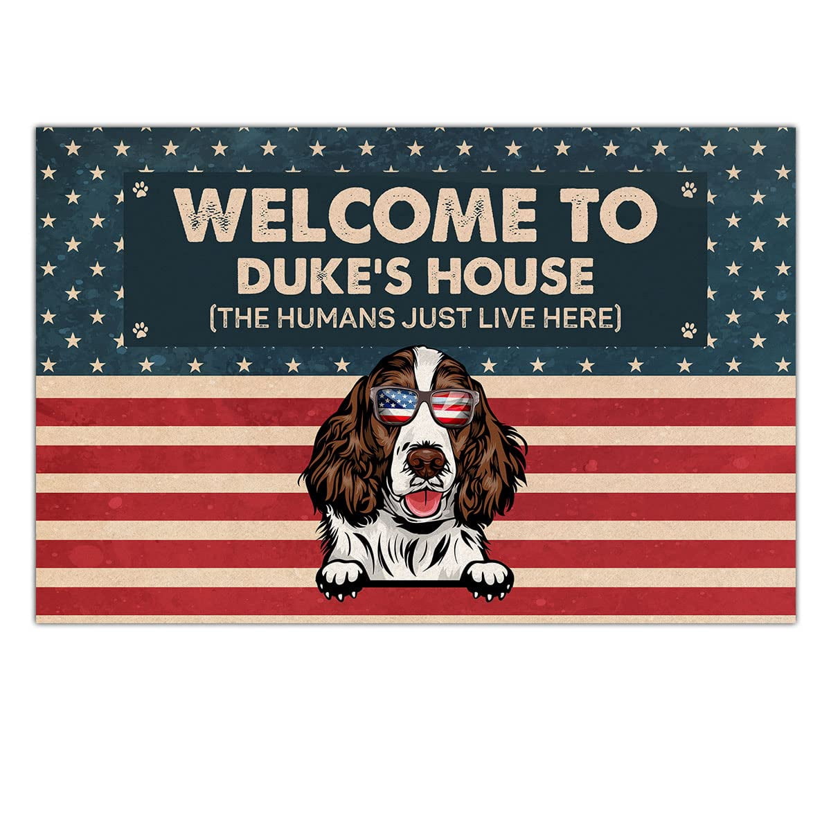 Vintage Patriotic Doormat for English Springer Spaniel Dog Mama Papa ...