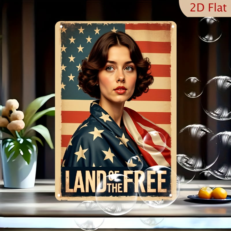 Vintage Patriotic Metal Tin Sign Wall Art - 8x12 Inch Rustic American ...