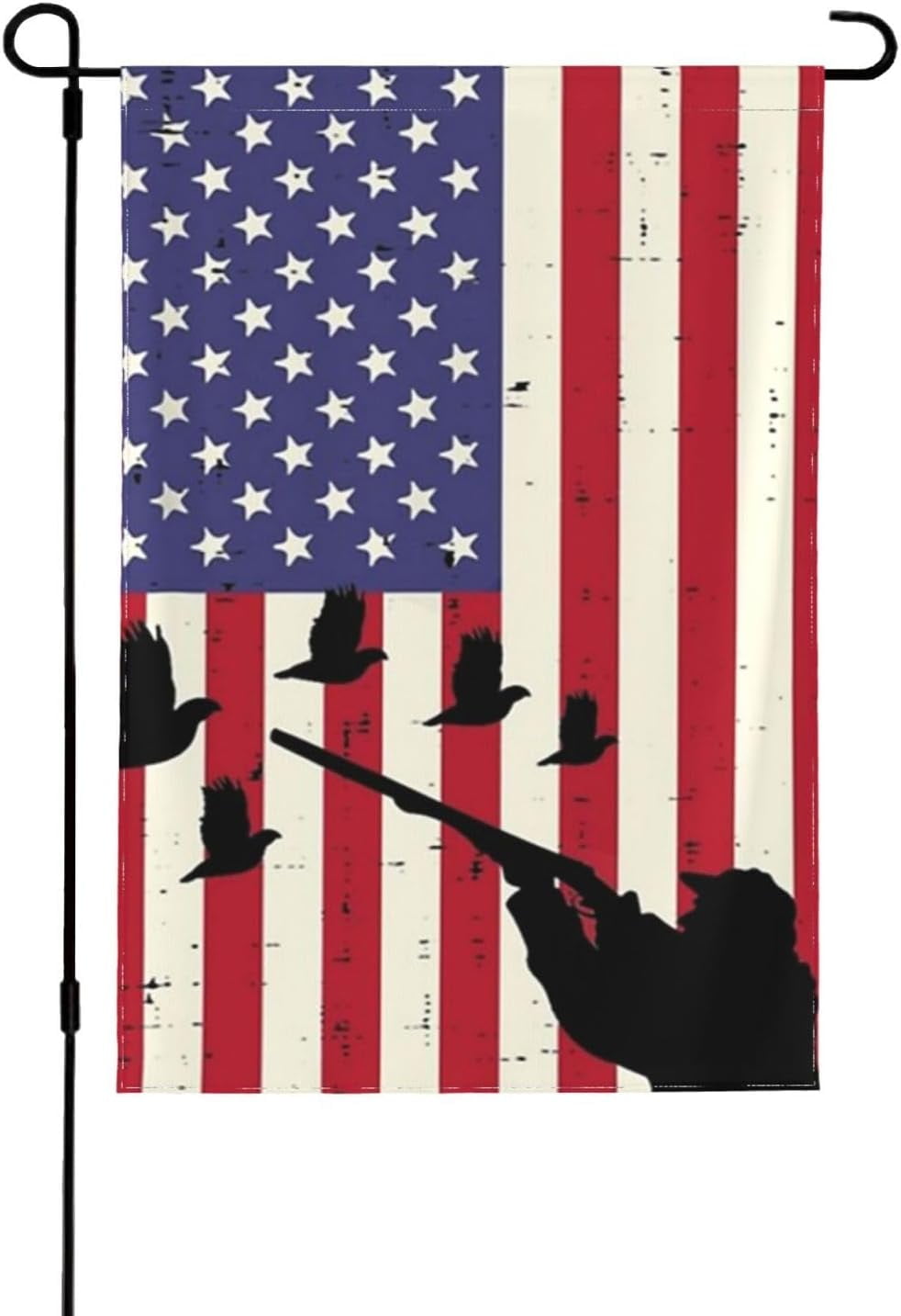 Vintage Patriotic US Flag Quail Pheasant Hunting Garden Flag Stand for ...
