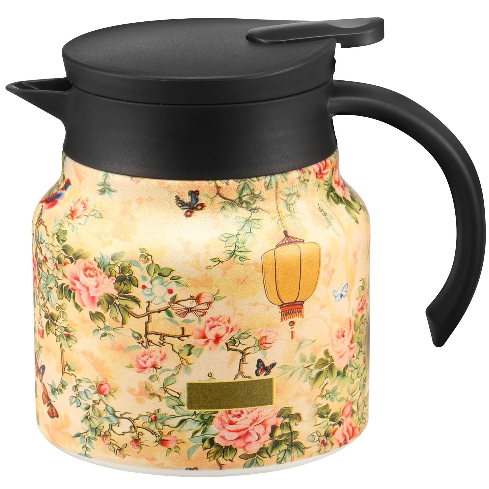 Vintage Pattern Tea Pot Insulated Teapot Built-in Infuser, Stainless ...