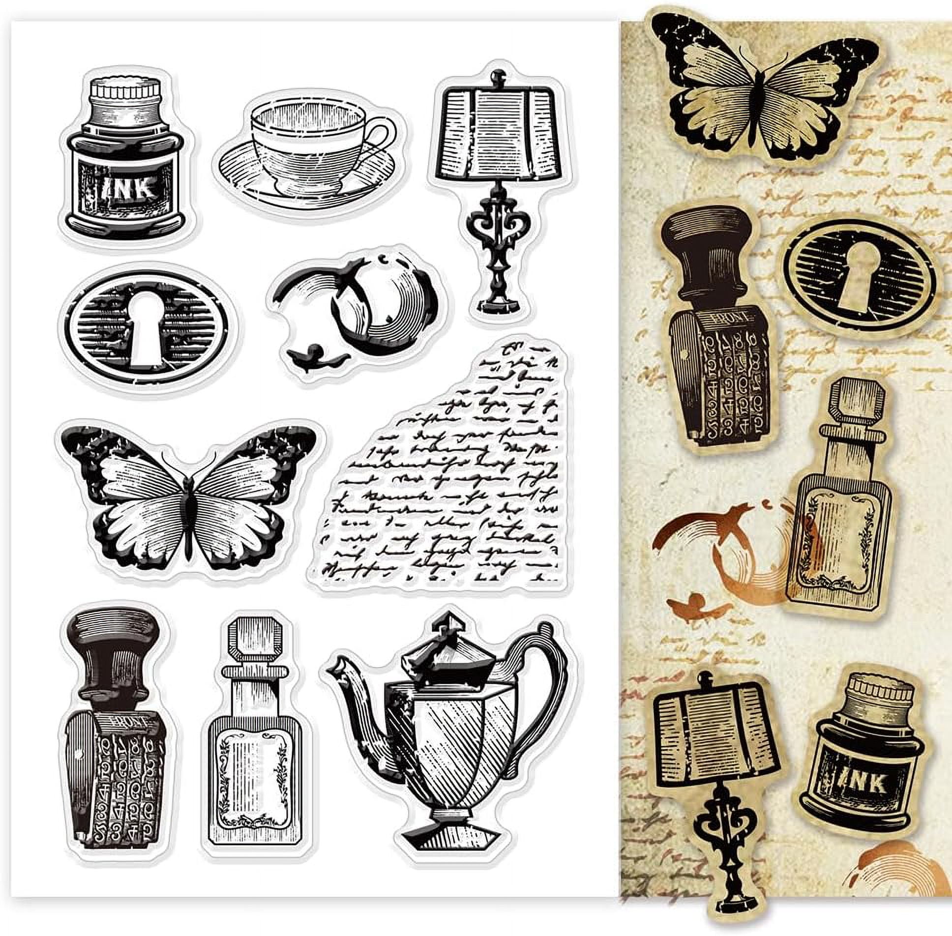Vintage Patterns Clear Stamps for Card Making Butterfly Rubber Stamps ...