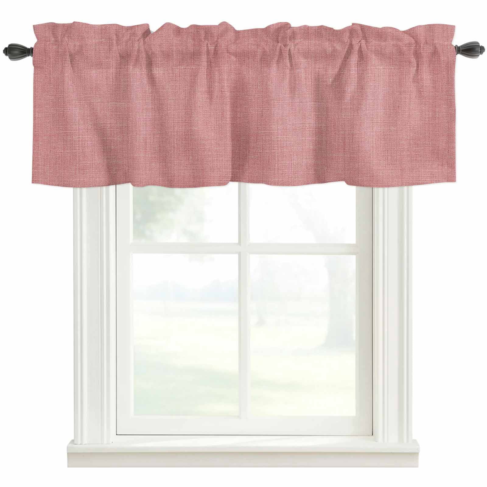 Vintage Peach Pink Rod Pocket Curtain Valance, Farmhouse Retro Solid ...