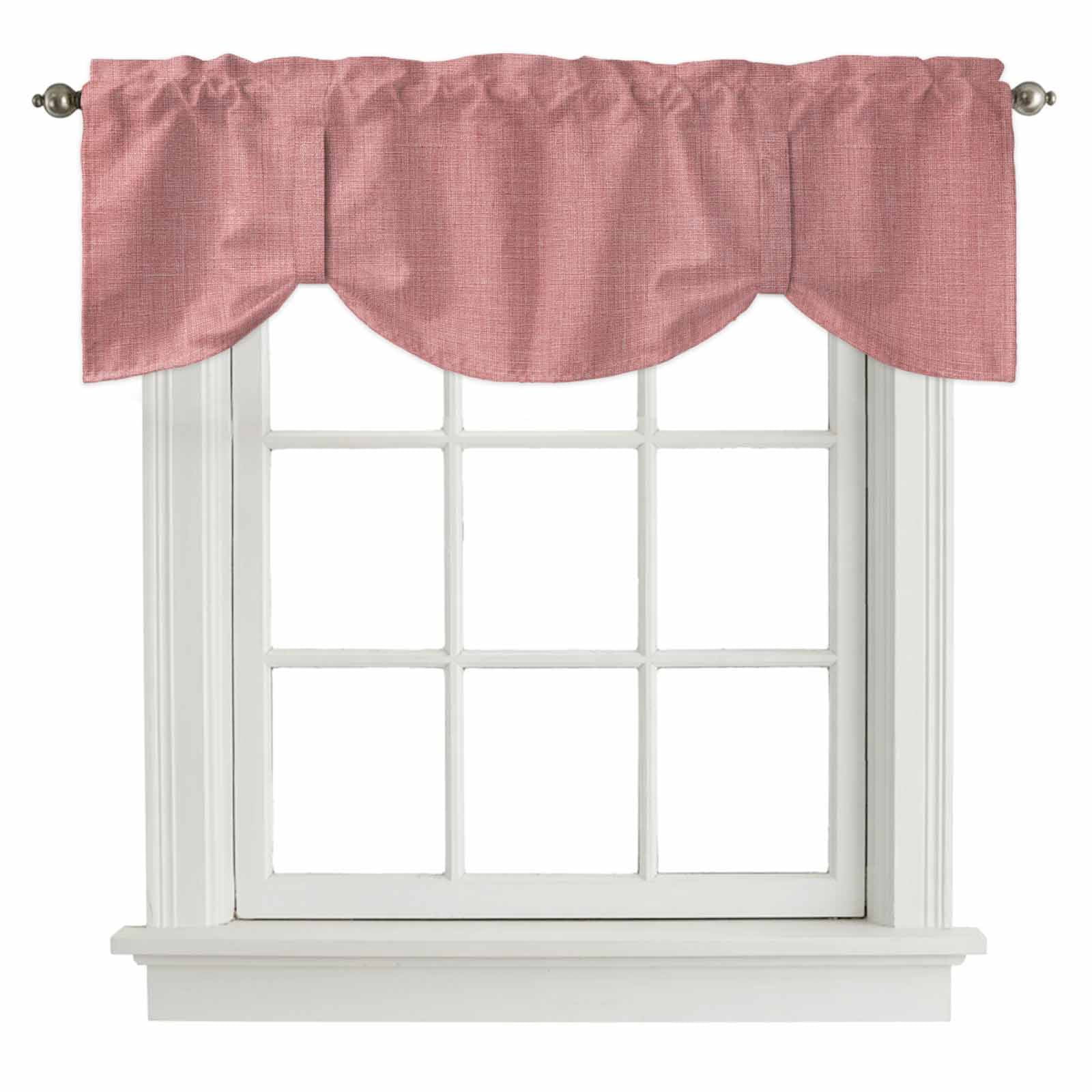 Vintage Peach Pink Tie Up Valance Curtains for Windows, Kitchen ...