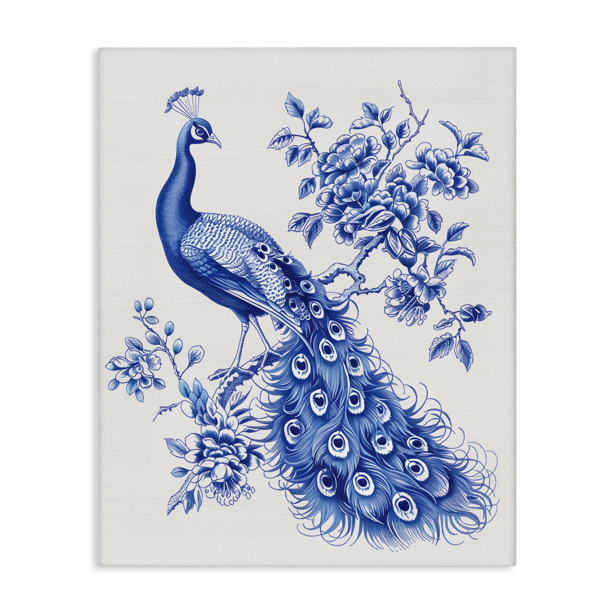 Vintage Peacock in Toile Style Canvas Wall Art, design by Lettered and ...
