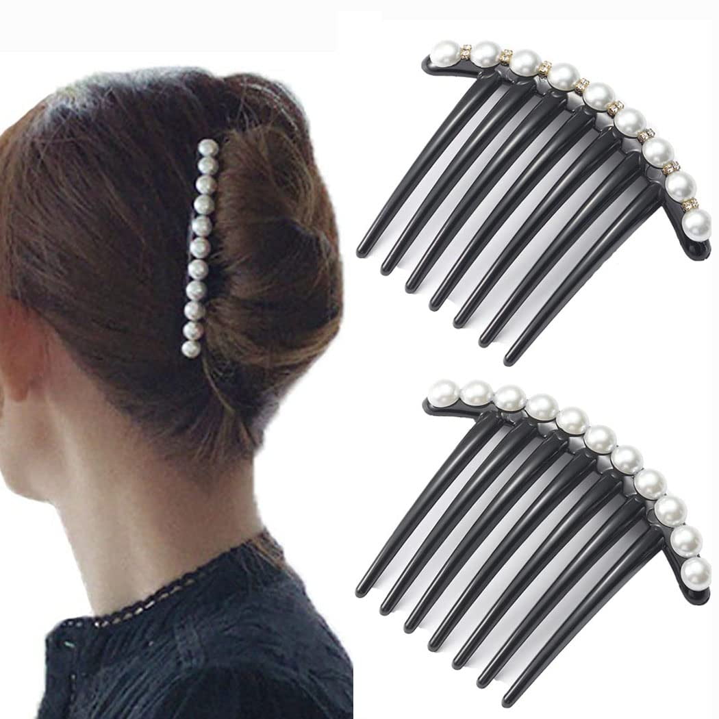 Vintage Pearl Black Hair Side Combs Clip Hair Accessories Hair Tools ...