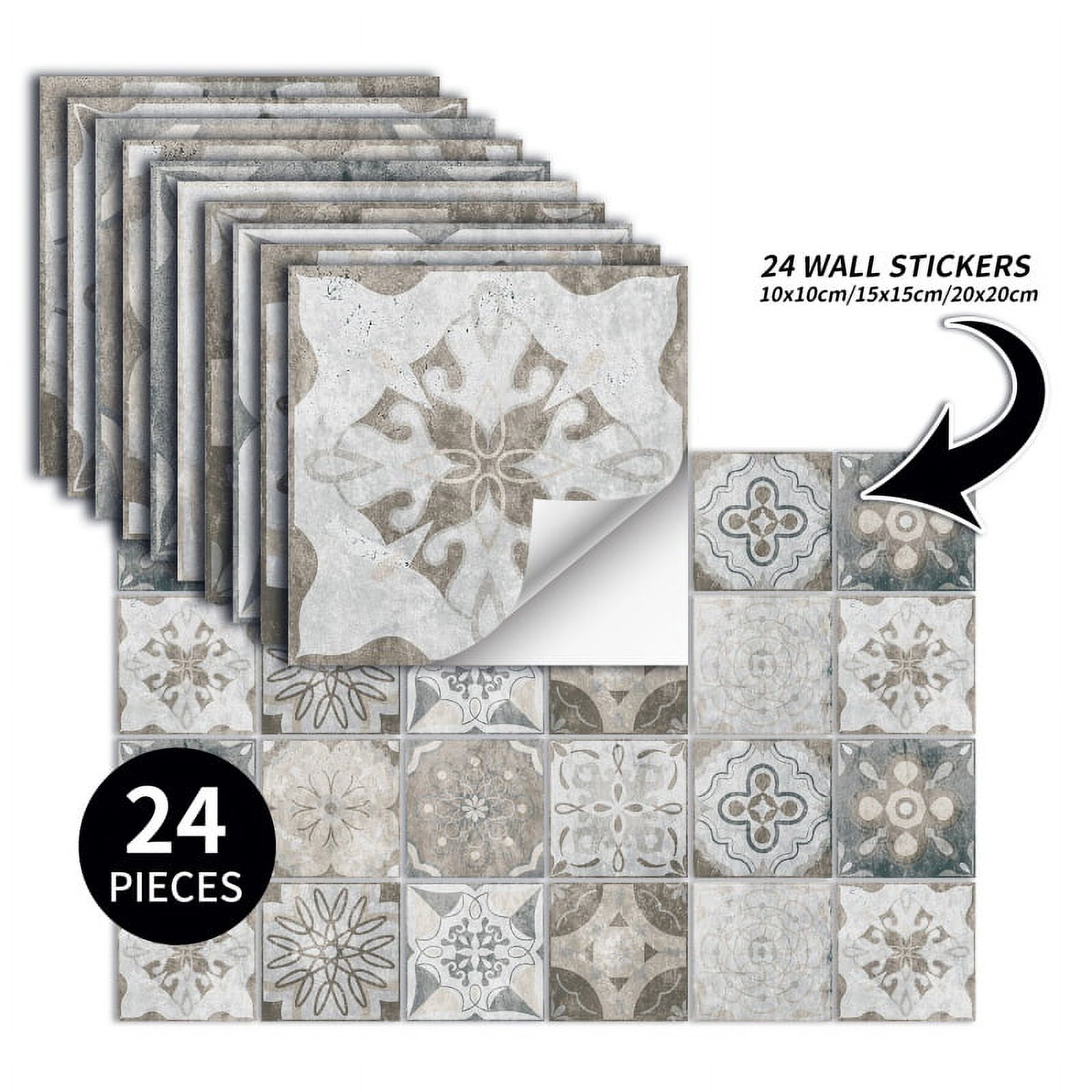 Vintage Peel and Stick Tile Stickers 24 PCS Set Backsplash Tile Decals ...