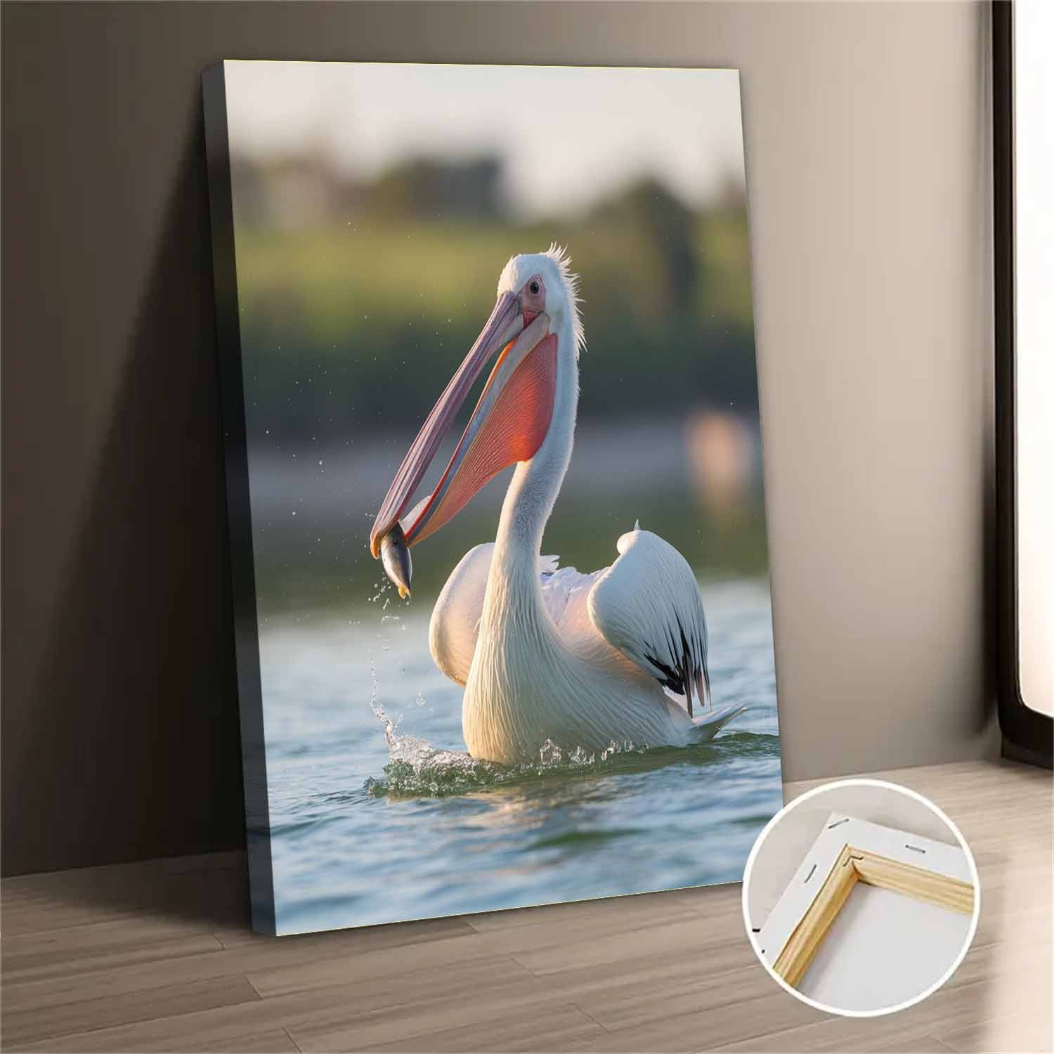 Vintage Pelican Abstract Canvas Wall Art Print for Bedroom Living Room ...