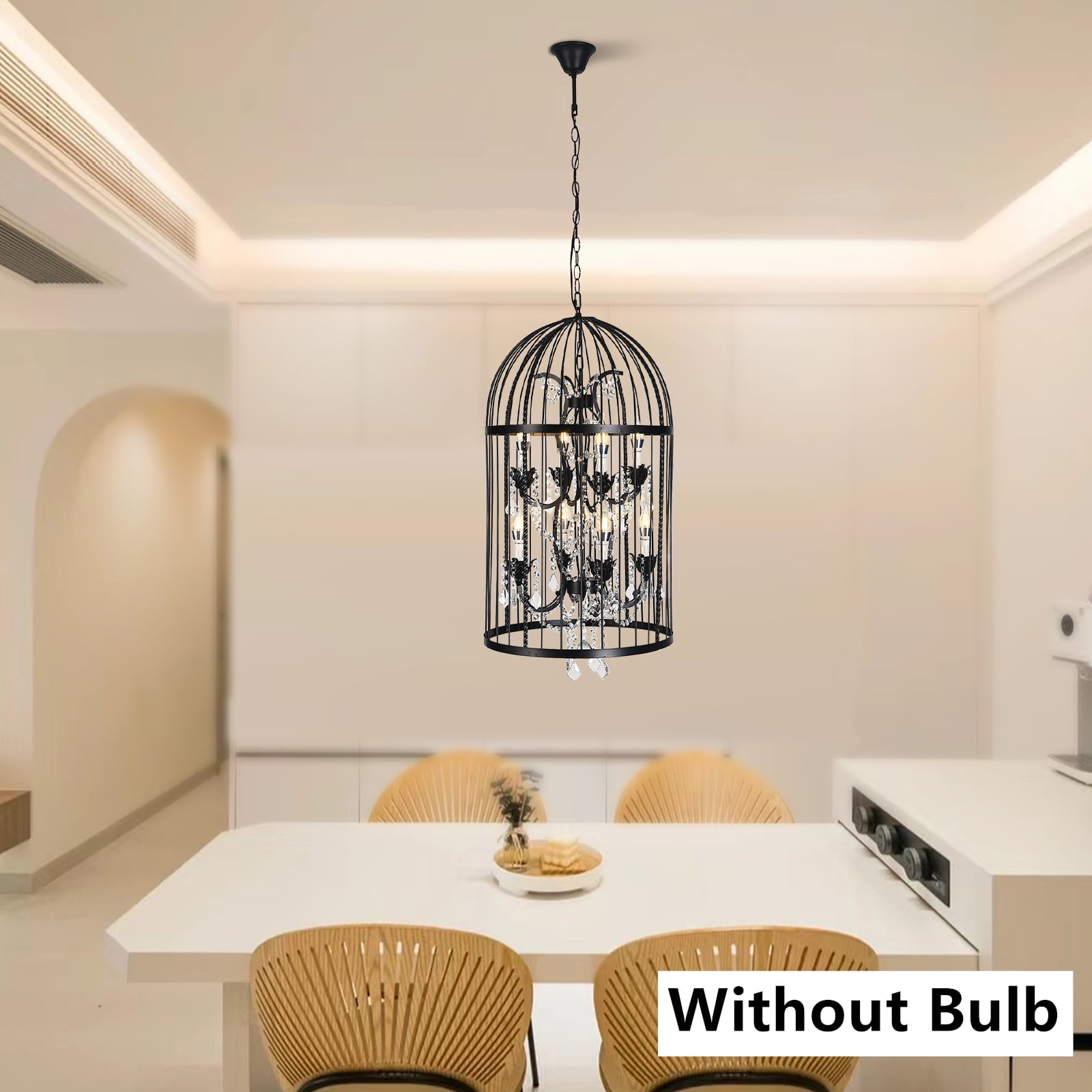 Vintage Pendant Lamp Set Indoor Birdcage Chandeliers Crystal Ceiling ...