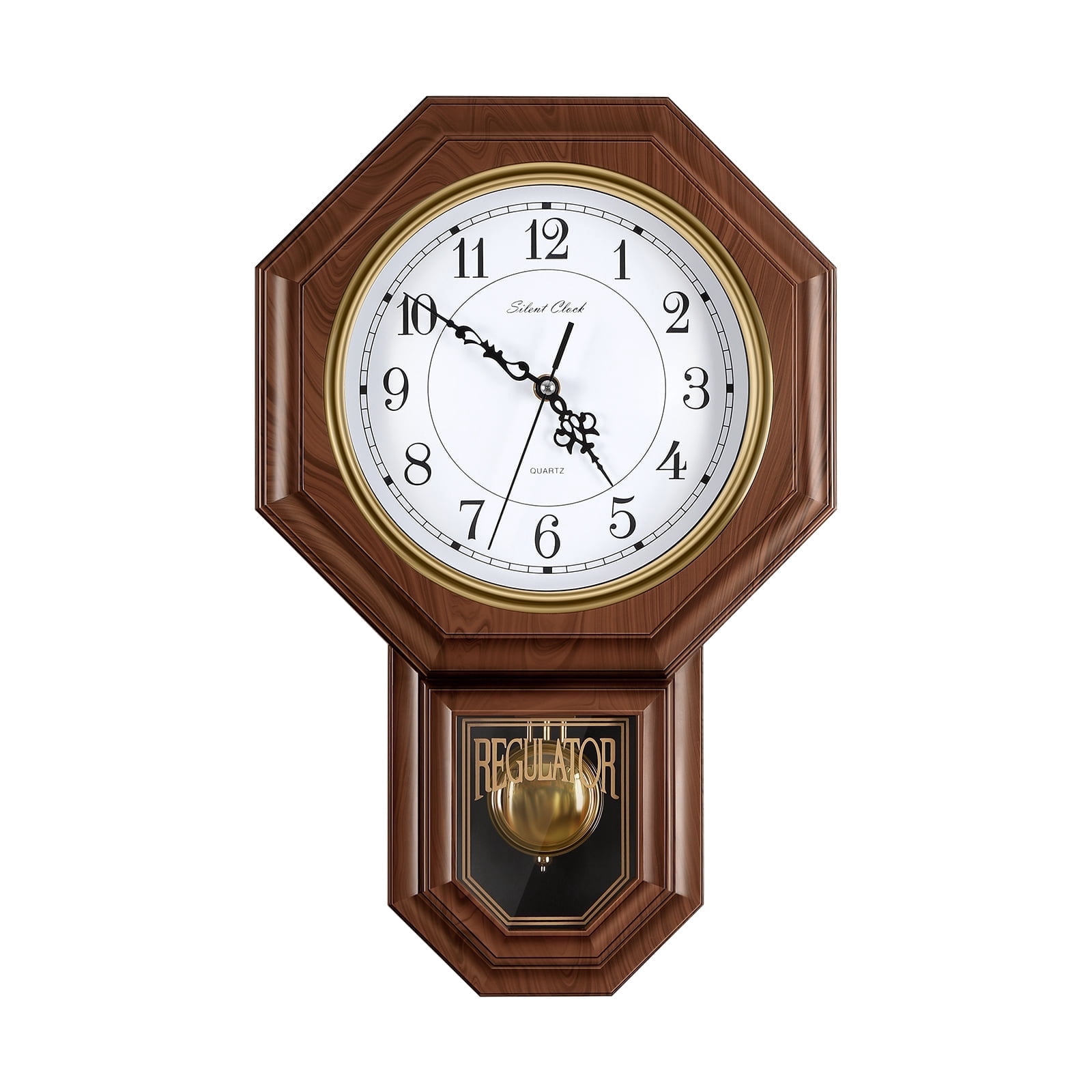 Zenco Vintage Pendulum Wall Clock, Chiming, Timeless Design, Brown ...