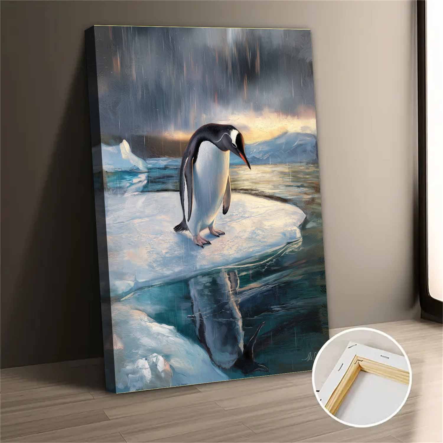 Vintage Penguin Canvas Wall Art Print Abstract Modern Aesthetic Home ...