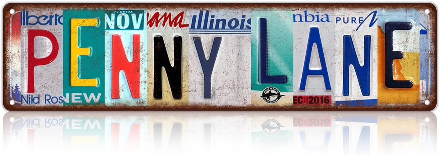 Vintage Penny Lane Wall Decor Street Signs Metal Tin Signs 16 x 4 ...