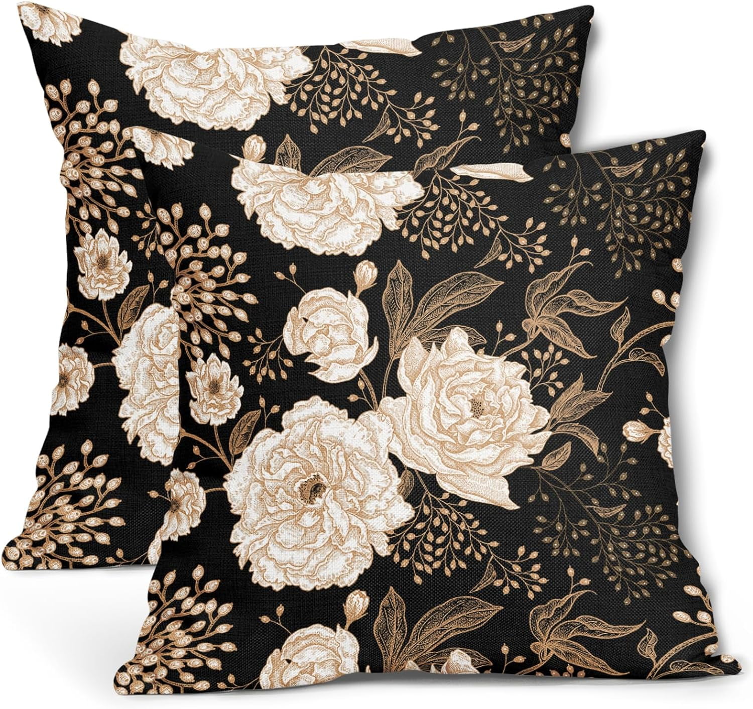 Vintage Peony Roses Floral Plant Pillow Covers 16X16 Inch Set of 2 ...
