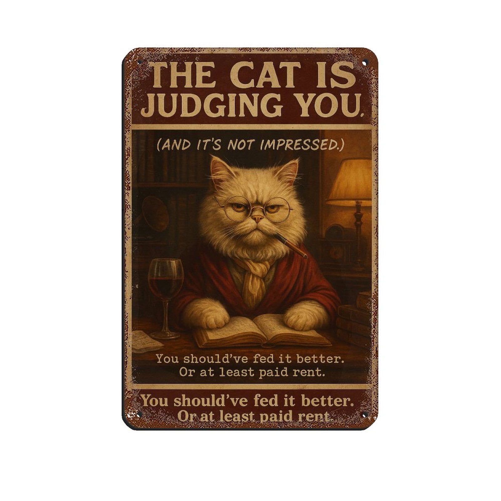 Vintage Persian Cat Poster THE CAT IS JUDGING YOU Retro Poster Metal ...