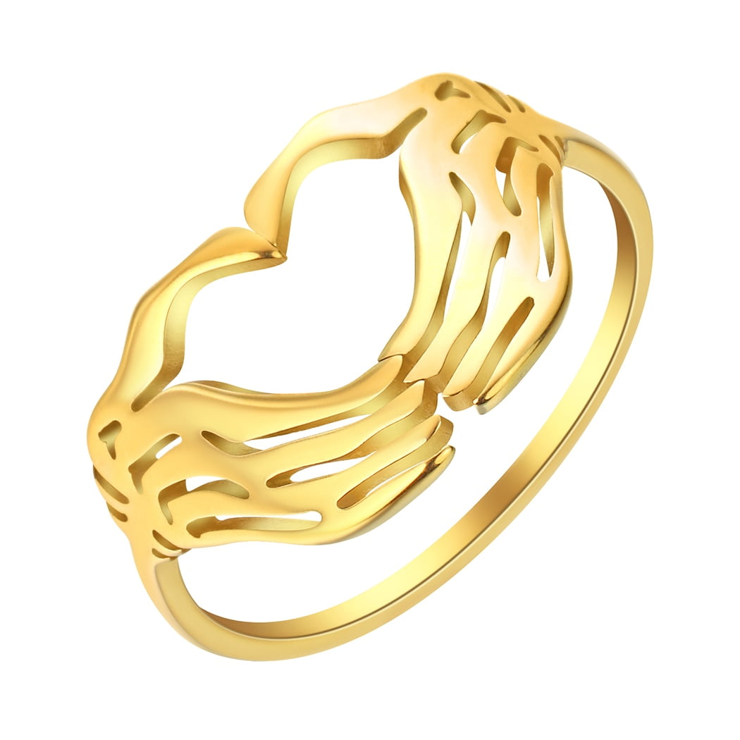 Vintage Personality Hand Couple Ring for Men Women Love Gesture Heart Finger Rings Hip Hop Party ...