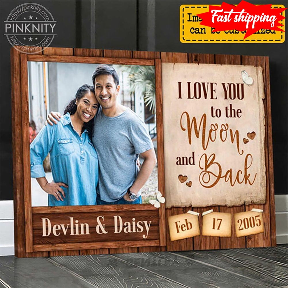 Vintage Personalized Name, Image & Date Wooden Picture Frame Couple ...
