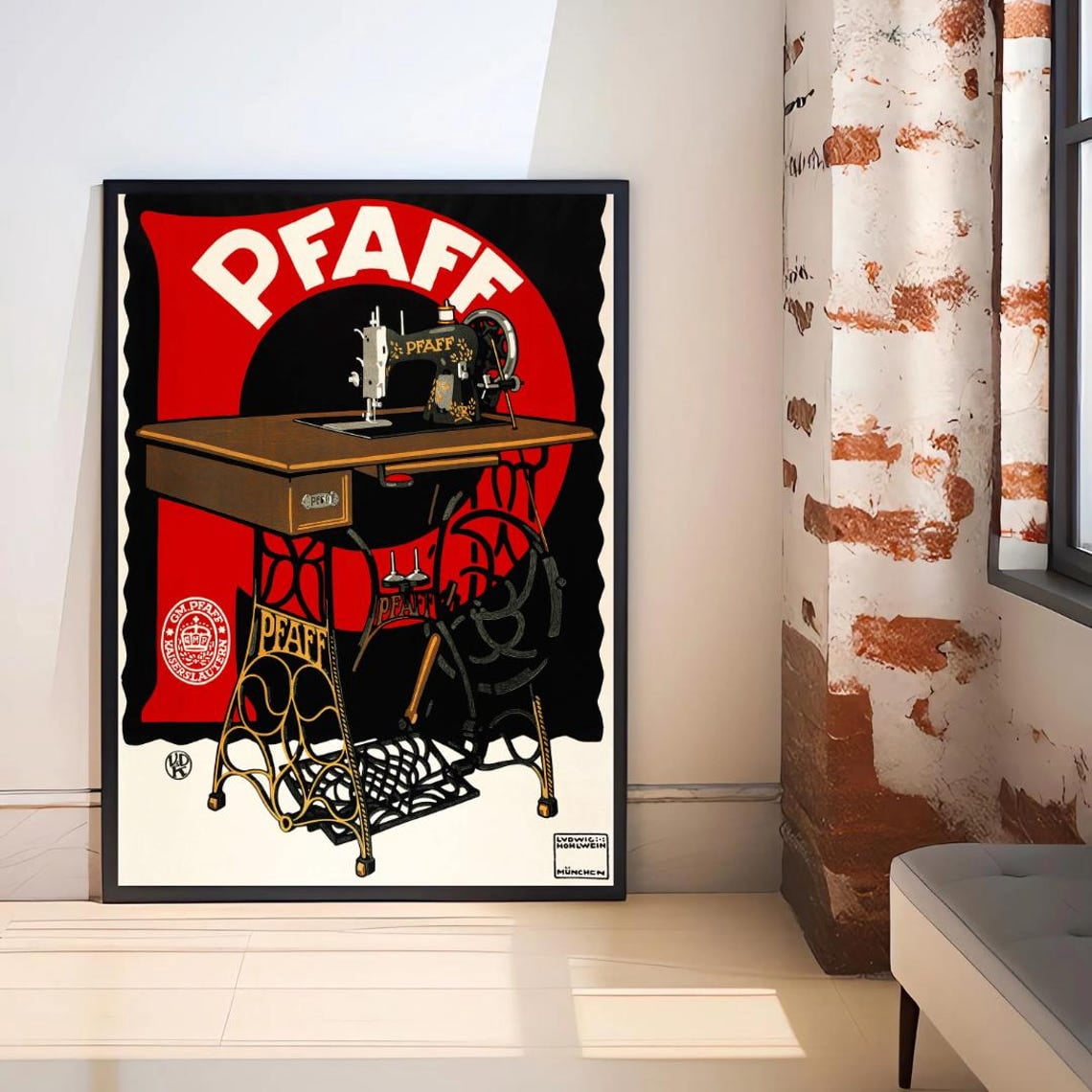 Vintage Pff Sewing Machine German Industrial Poster Unframed Paper ...