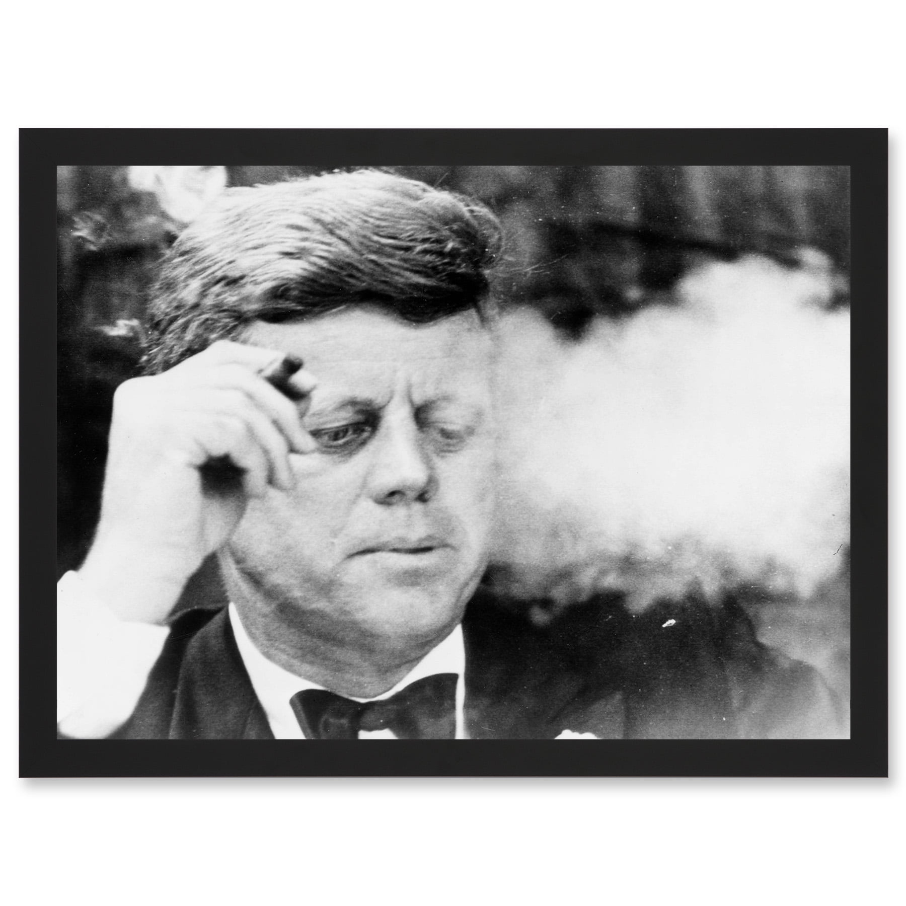 Vintage Photo President John F Kennedy JFK Smoking Cigar Artwork Framed ...