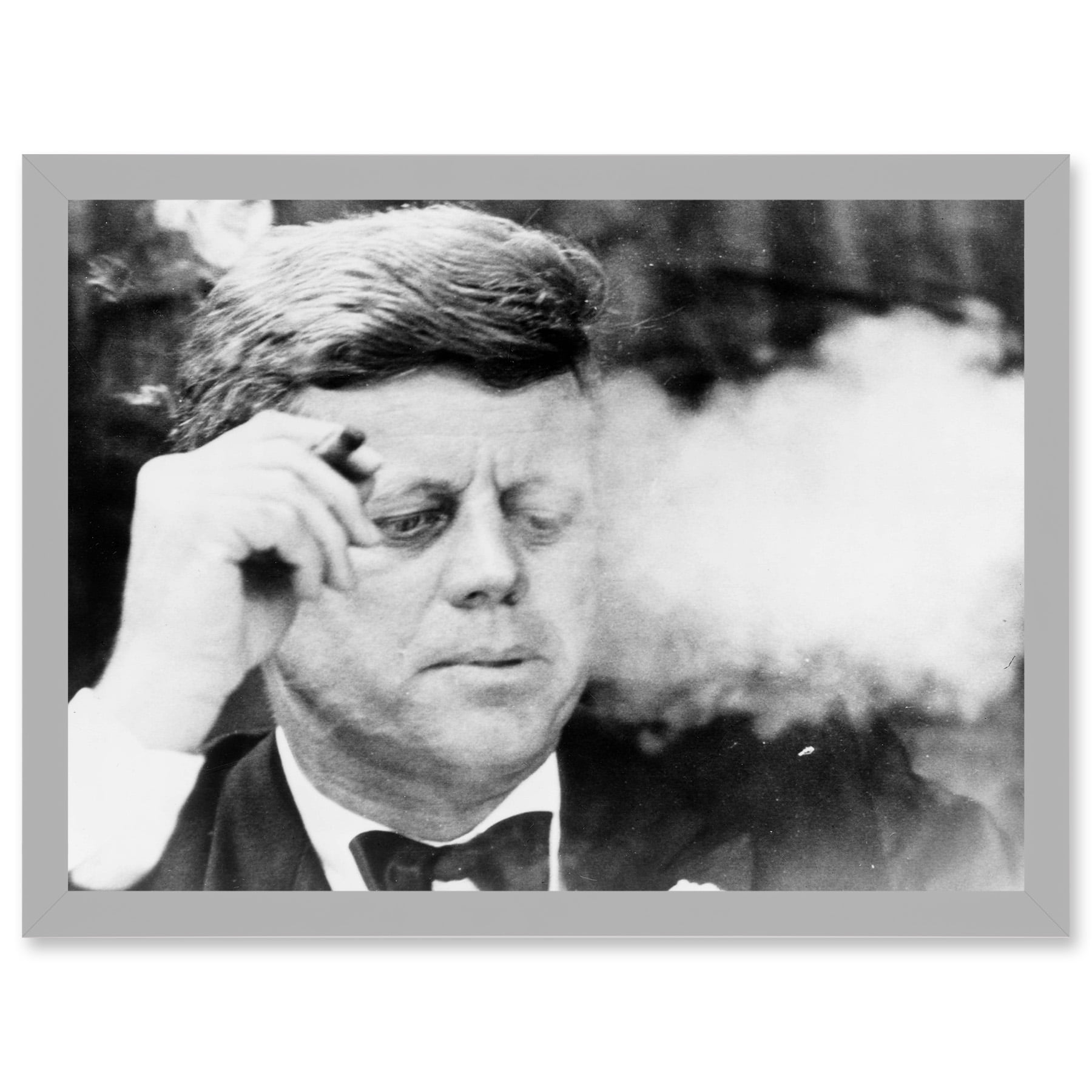 Vintage Photo President John F Kennedy JFK Smoking Cigar Artwork Framed Wall Art Print A4 ...