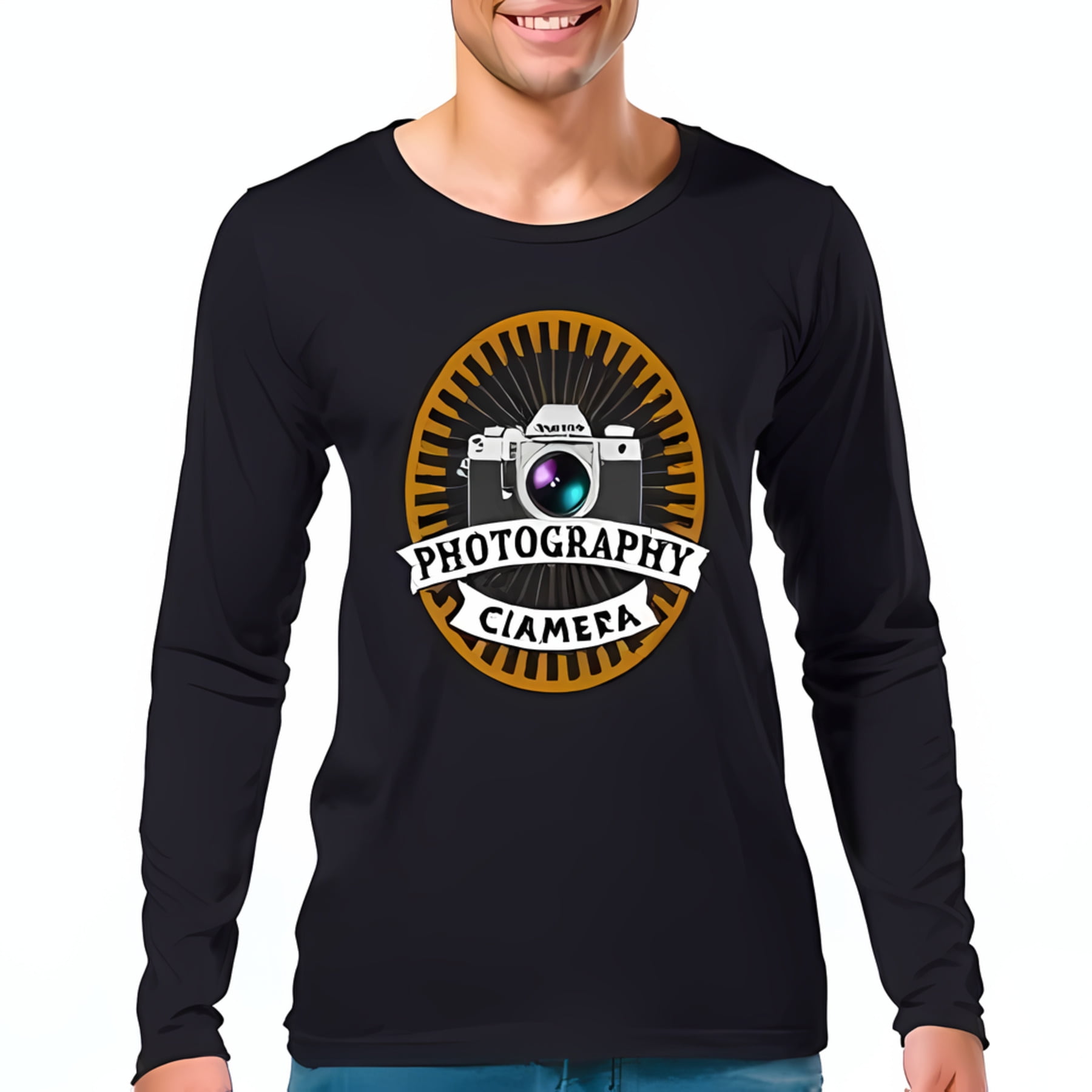 Vintage Photography Camera Long Sleeve T-Shirt with Circular ...
