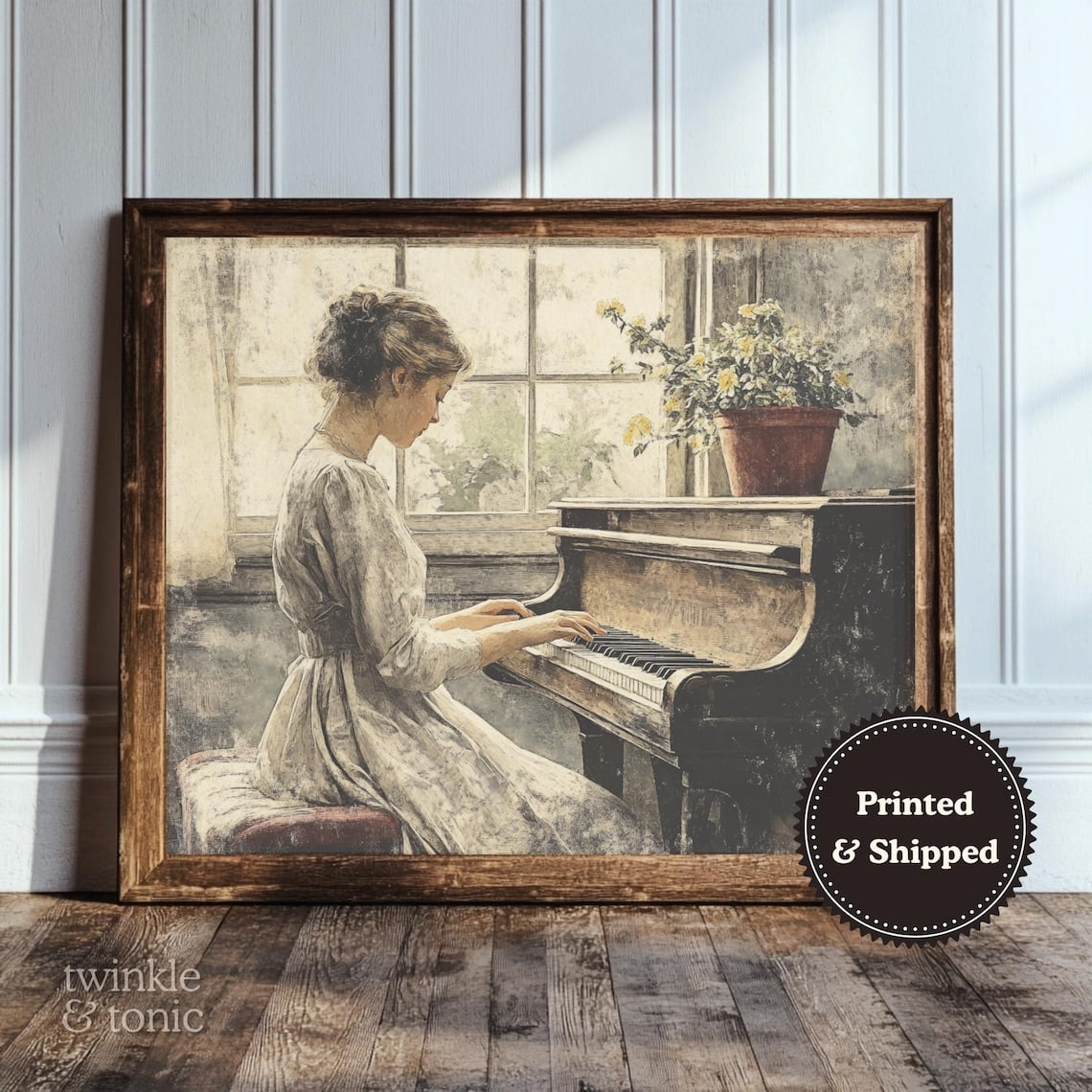 Vintage Piano Art Print Rustic Music Room Light Academia Poster Elegant ...