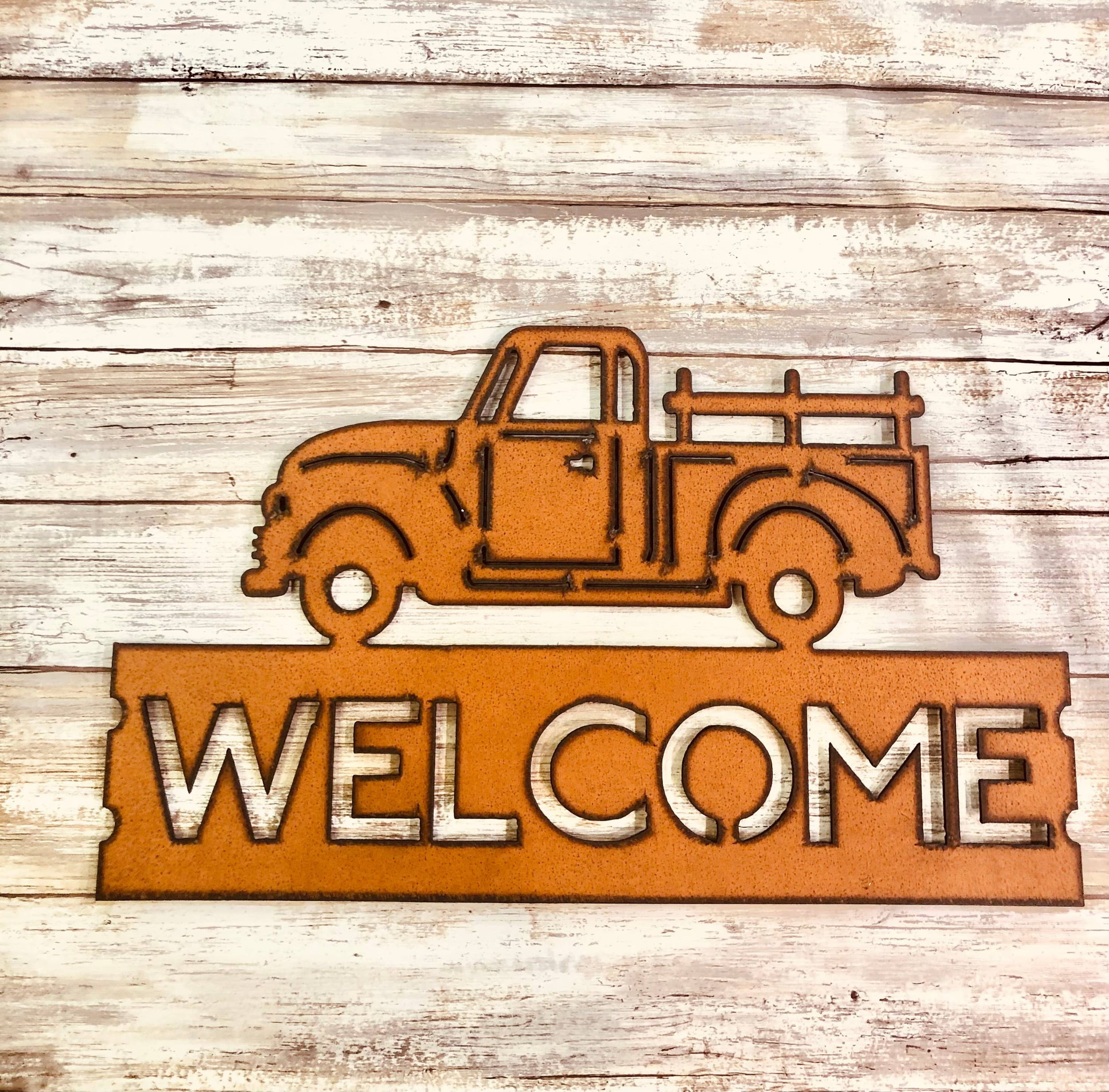 Vintage Pickup Truck Farm Rustic Horizontal Welcome sign - Walmart.com
