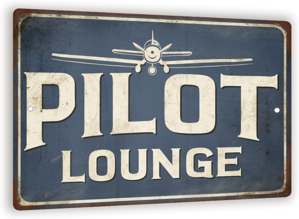Vintage "Pilot Lounge" Metal Sign – Rustic Airplane Wall Decor – 8"x 12 ...