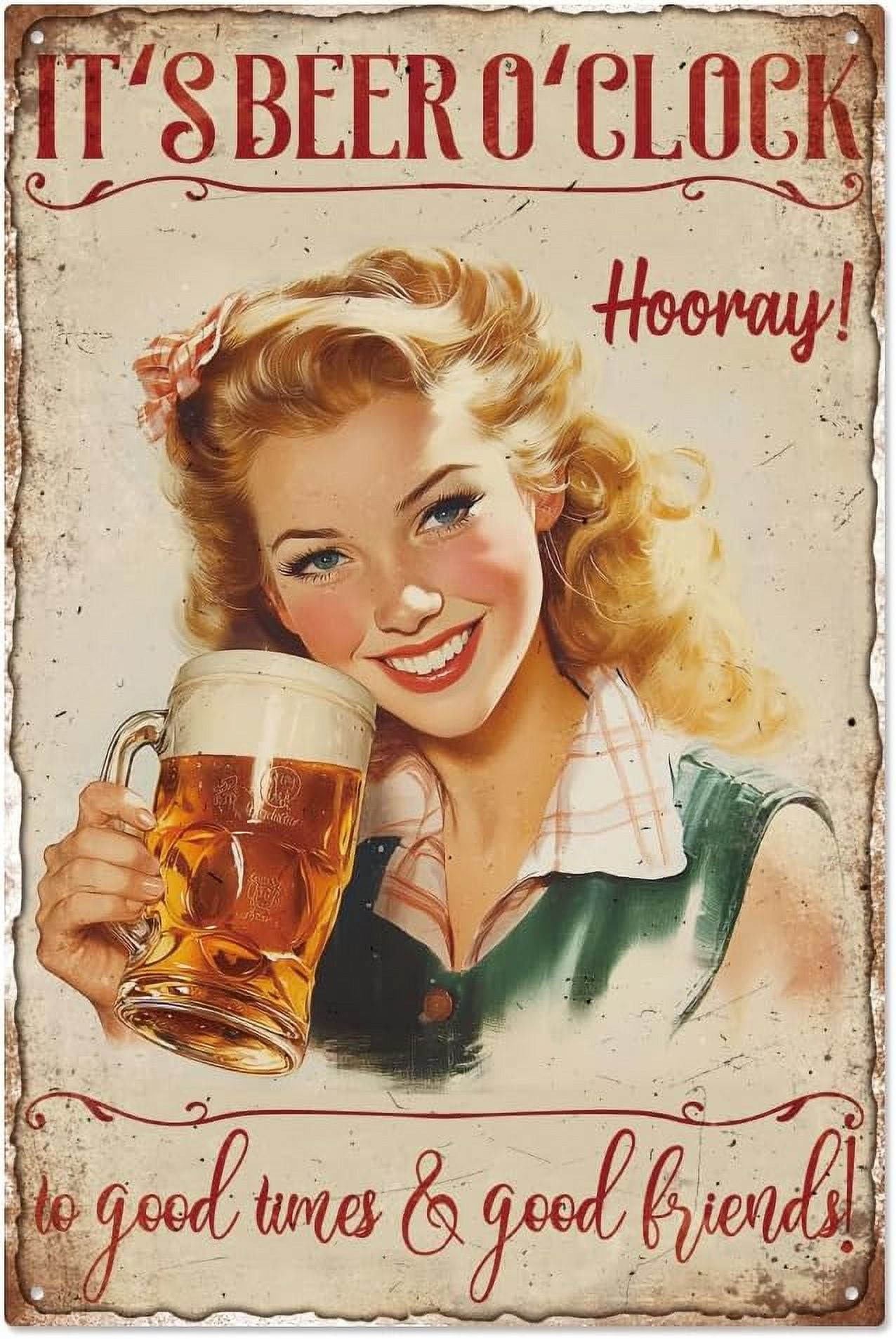 Vintage Pin Up Lady Beer Metal Tin Sign Funny Bar Man Cave Metal Signs ...