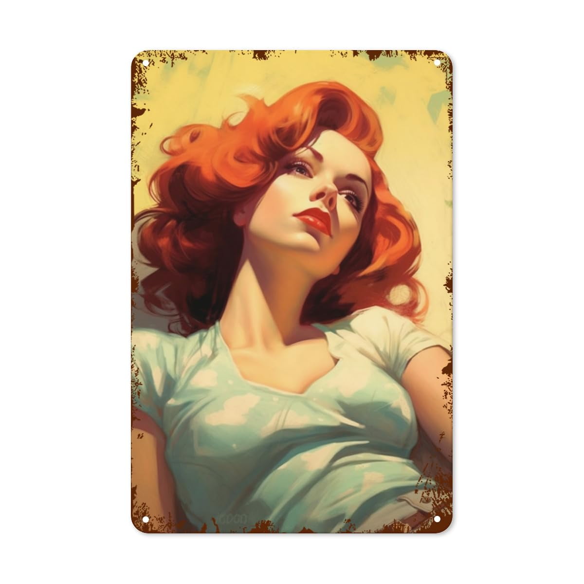 Vintage Pin-up Girl Metal Tin Sign, Retro Tin Sign Wall Decor Plaque ...