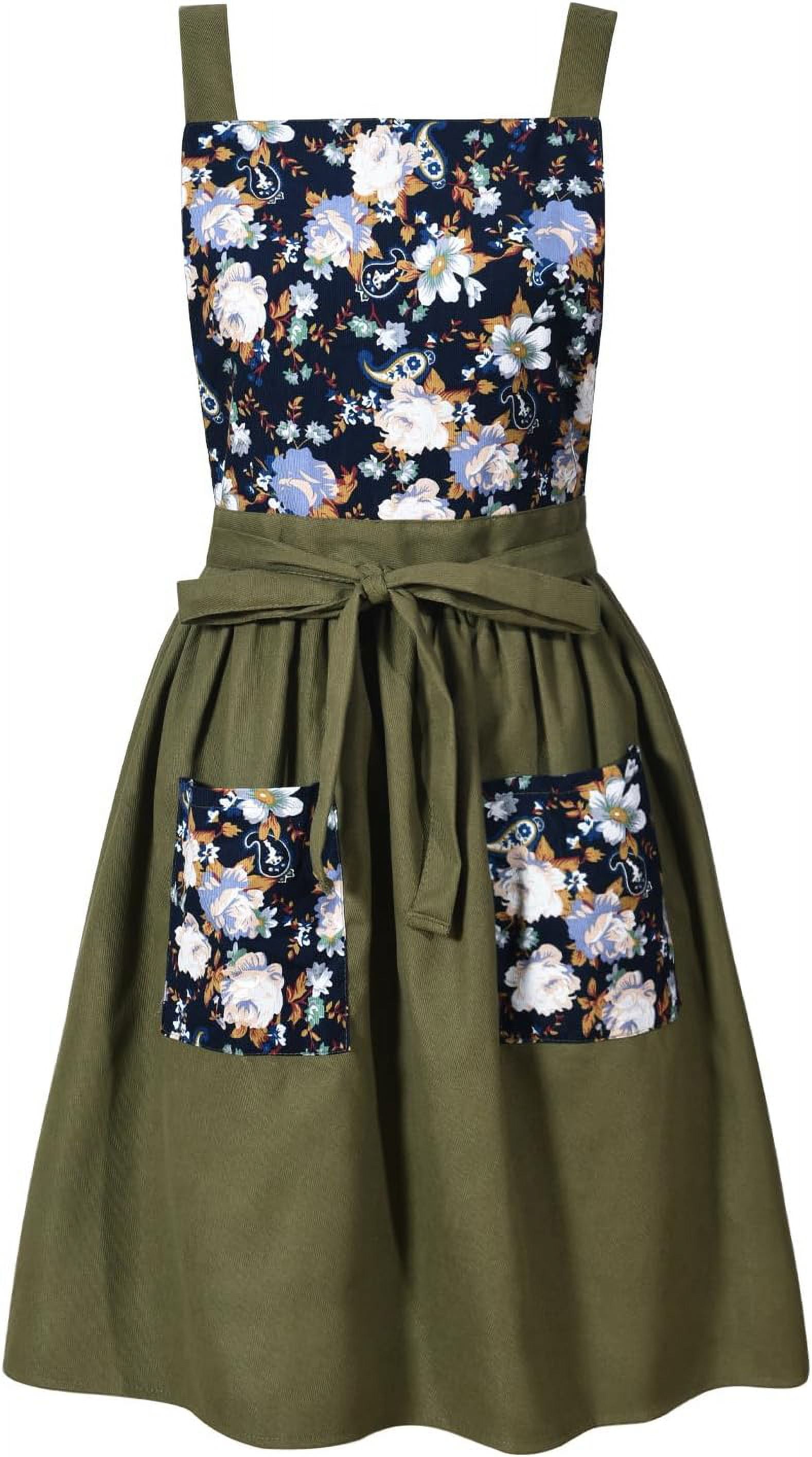 Vintage Pinafore Apron Dress for Women with Pockets Cute Floral Chef ...