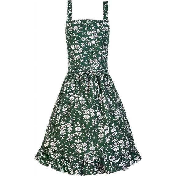 100% Cotton Aprons with Pockets Dress for Women Vintage Cute Aprons for ...