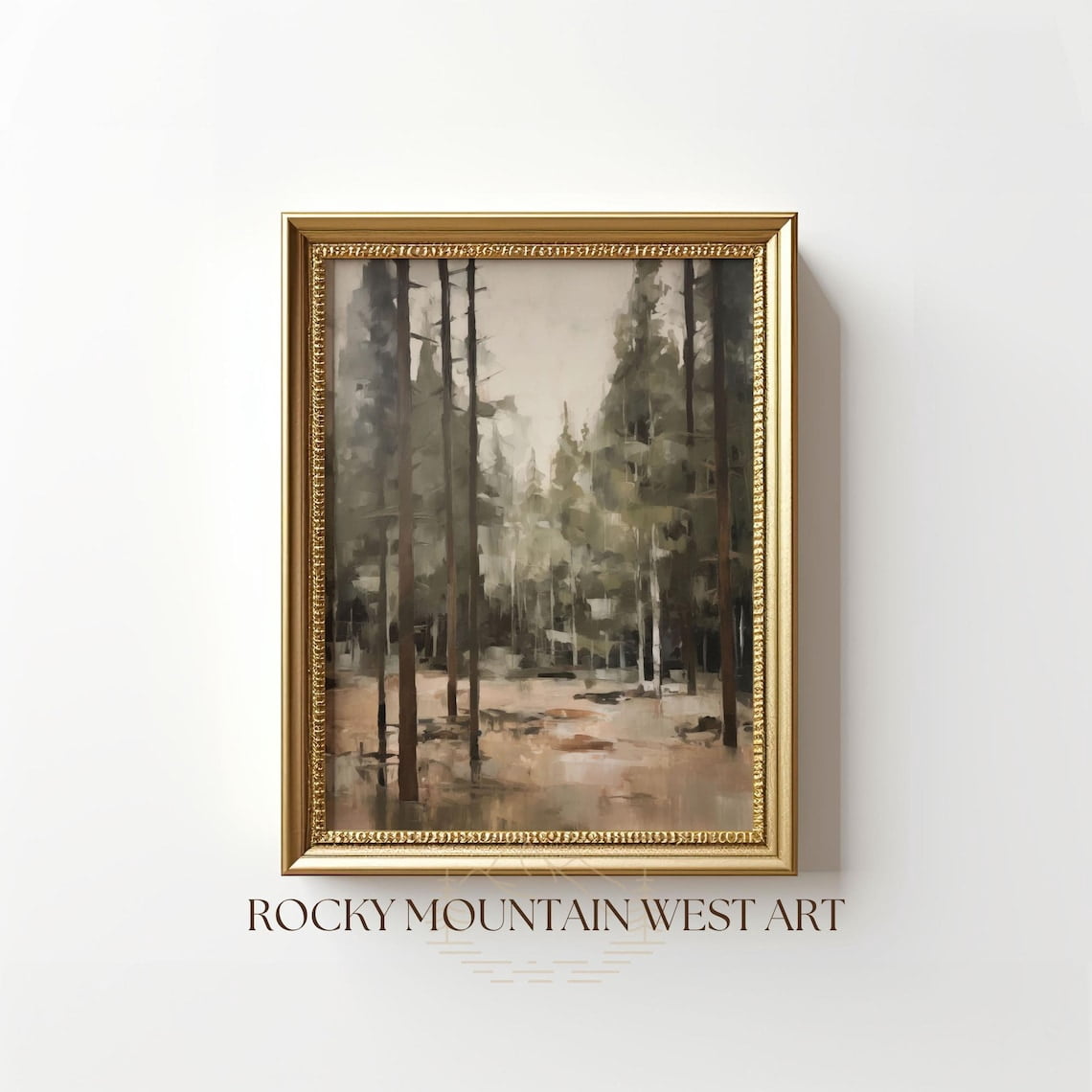 Vintage Pine Tree Wall Art Rustic Pine Forest Sage Green Wall Art Moody ...