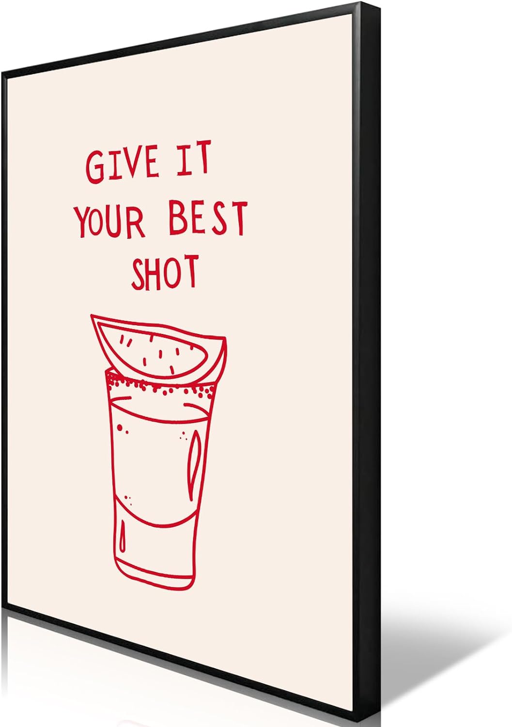 Vintage Pink Bar Cart Canvas Wall Art, Unframed Funky Funny Give It Your Best Shot Aesthetic ...