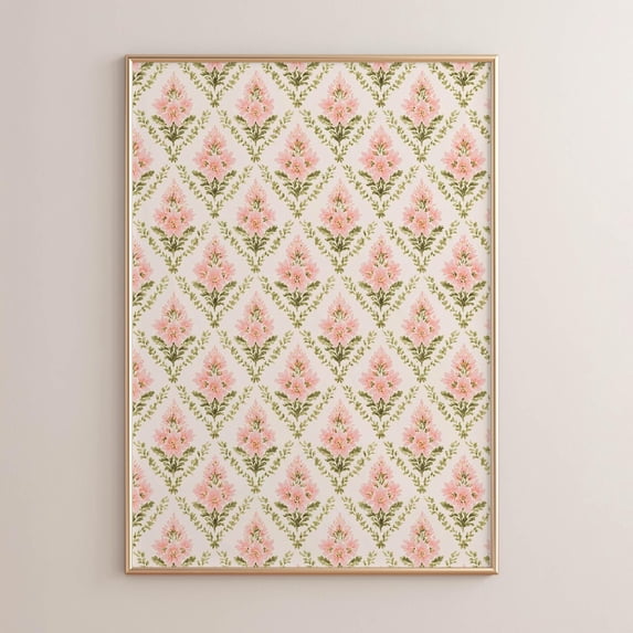 Vintage Pink Floral Bouquet Romantic Botanical Diamond Pattern ...