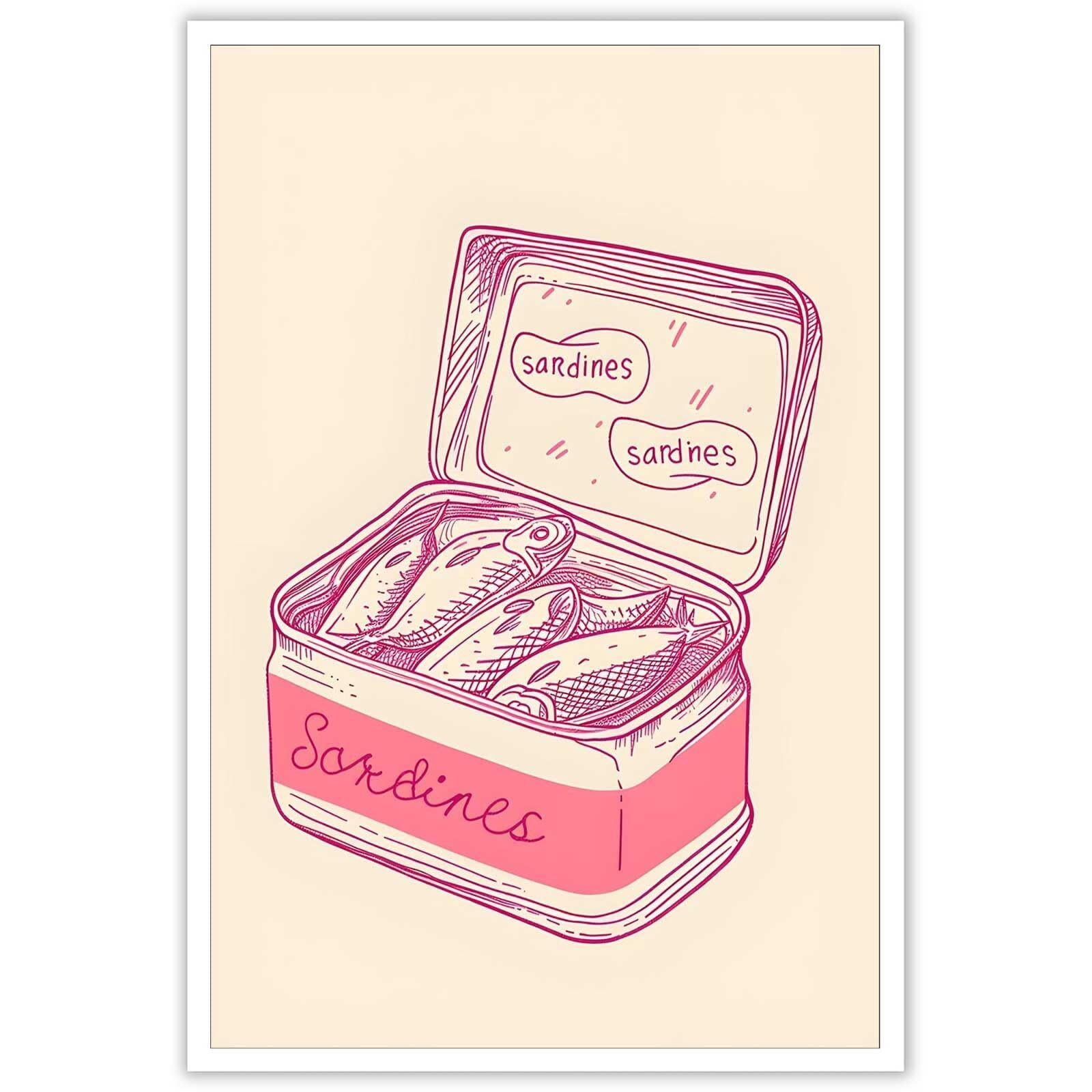 Vintage Pink Fresh Canned Sardines Posters Minimalist Room Aesthetic ...