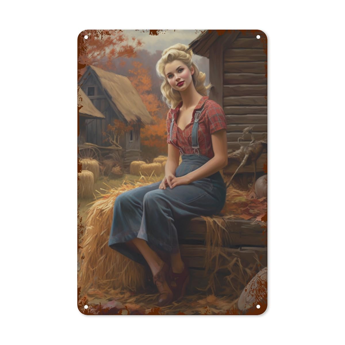 Vintage Pinup Girl Metal Tin Sign - Retro Tin Plate Wall Decor for Home ...