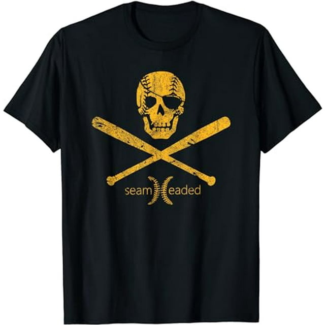 Vintage Pirate Baseball Skull and Bats Jolly Roger T Shirt - Walmart.com